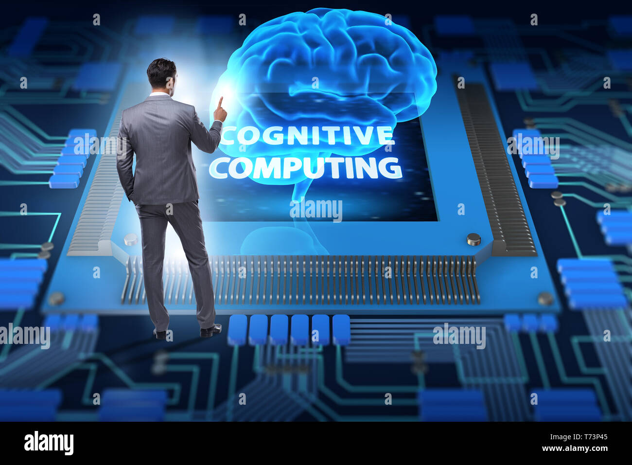 Cognitive computing concept as future technology with businessma Stock ...