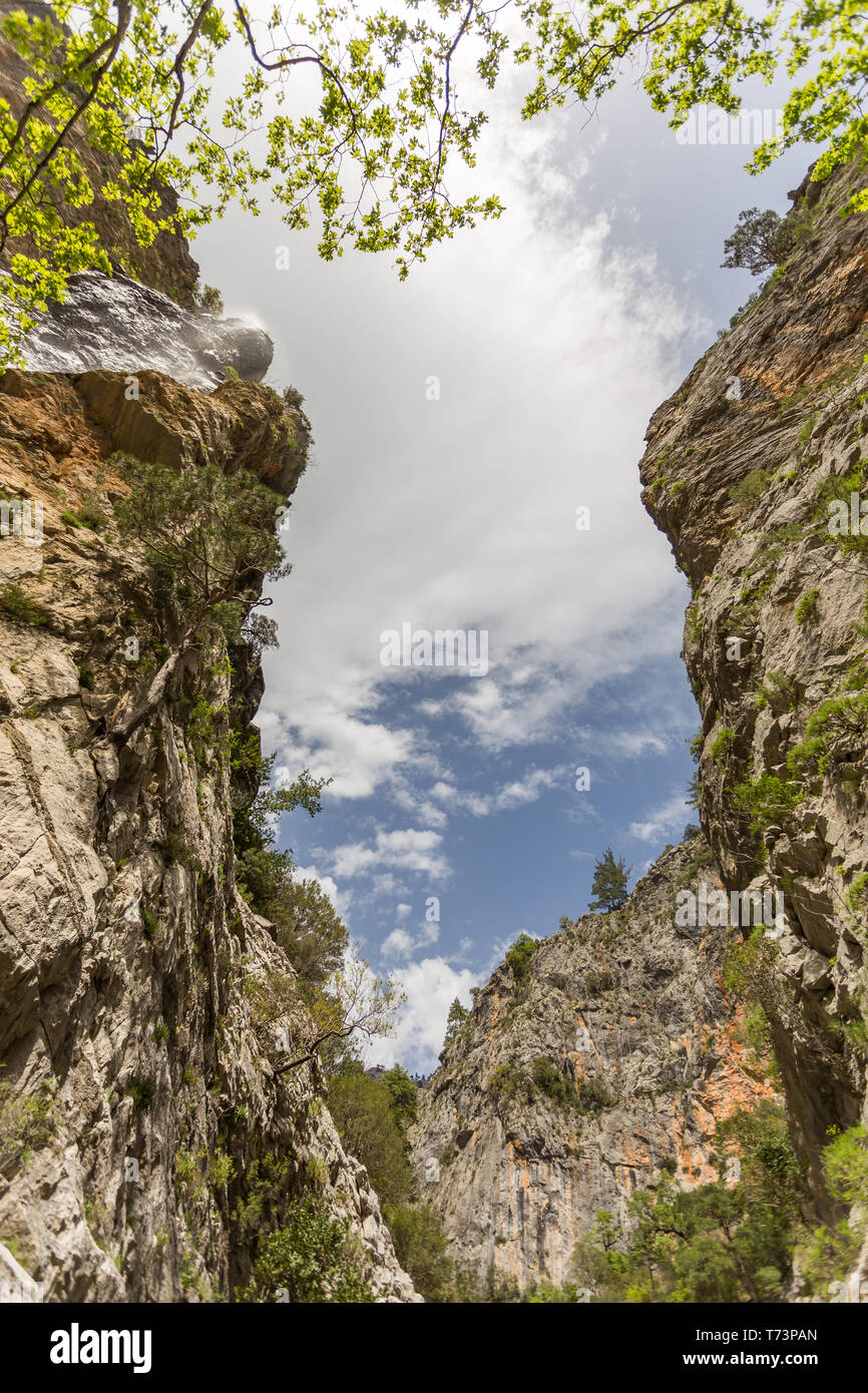 Vertical mountain landscape with cloudy sky and copy space Stock Photo ...
