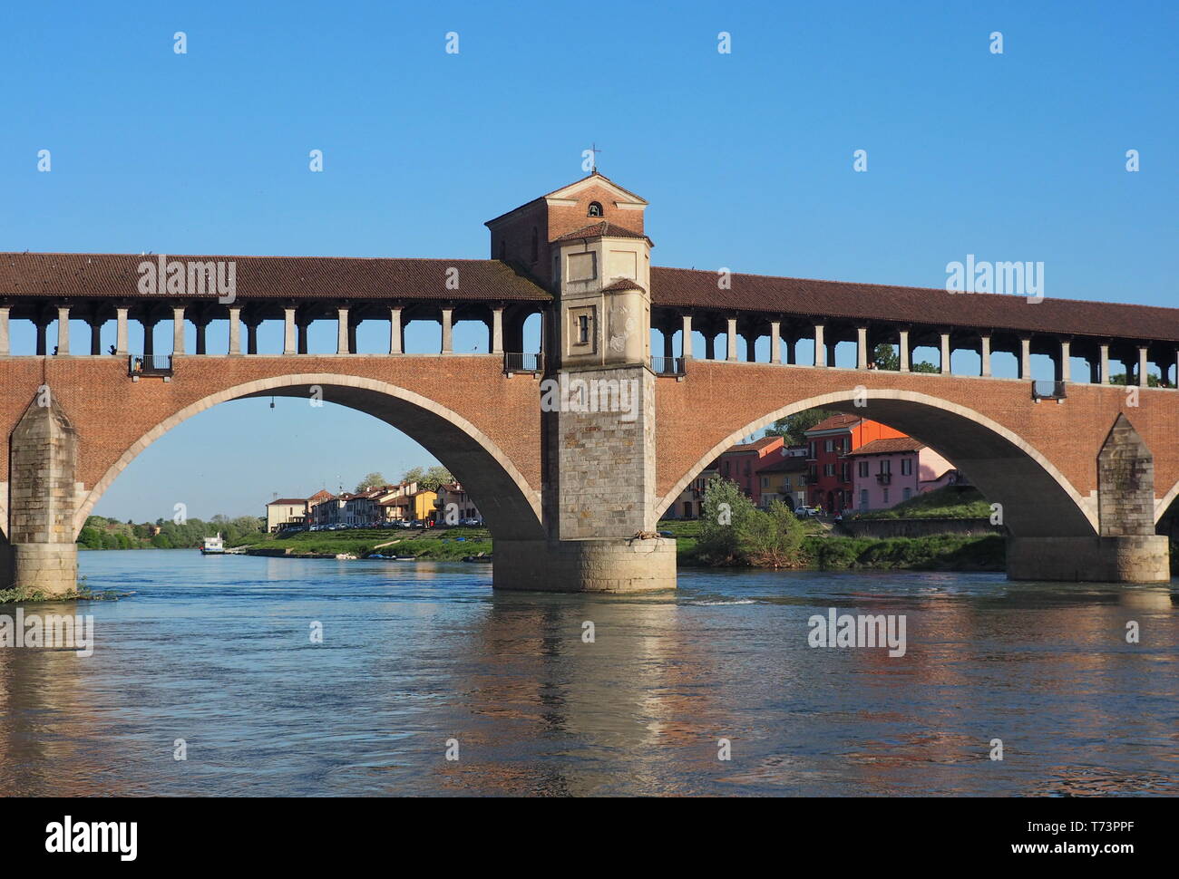 The "Ponte Coperto" of Pavia over the river Ticino Stock Photo - Alamy