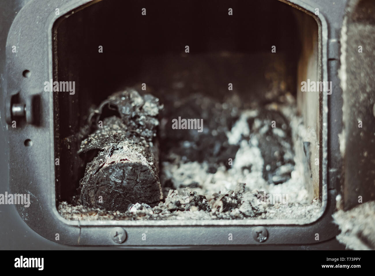 Gray ash from the burnt wood in the old furnace ashes and ash Stock ...