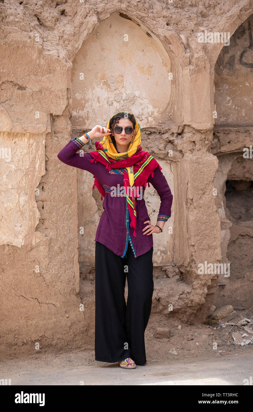 young beautiful iranian lady in an old village in Iran Stock Photo - Alamy