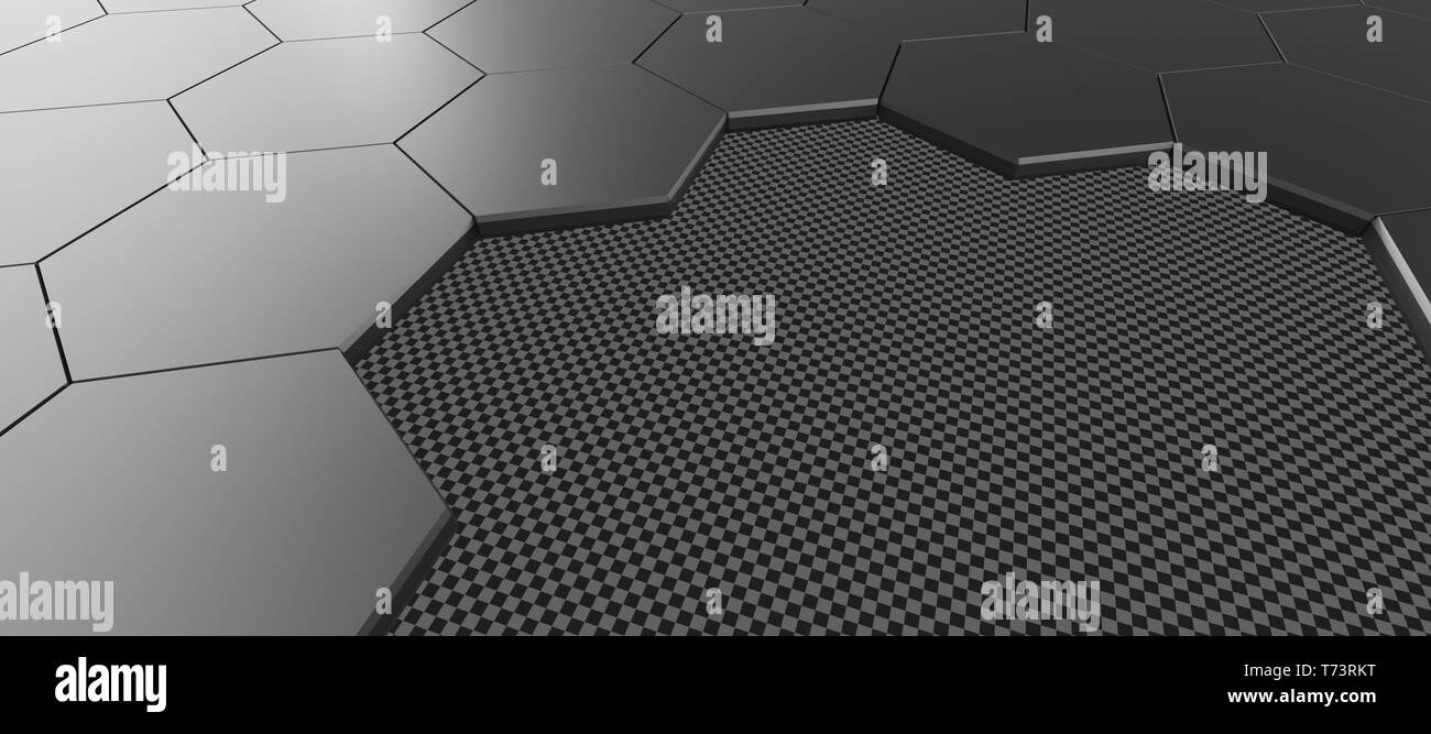3d illustration of modern honeycomb background aluminium and carbon ...