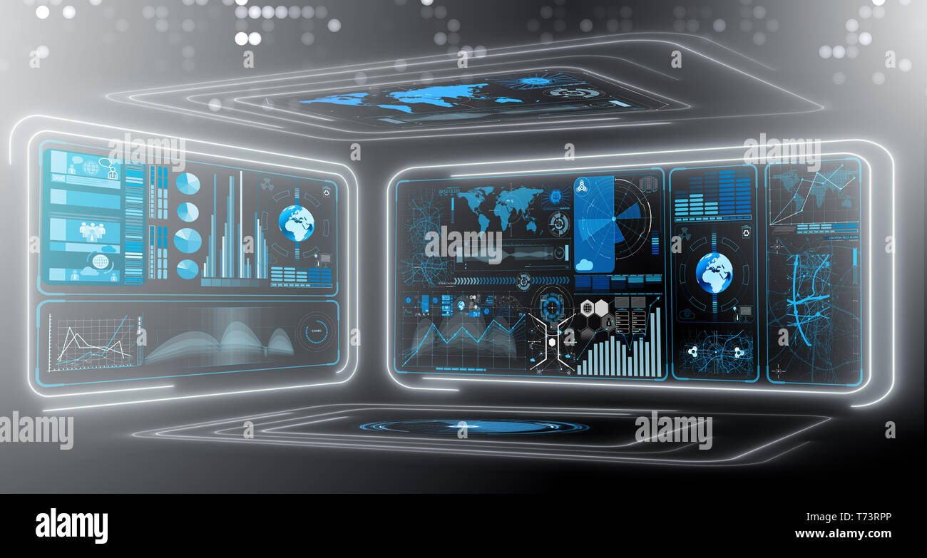 Abstract data room with futuristic design - 3d rendering Stock Photo ...