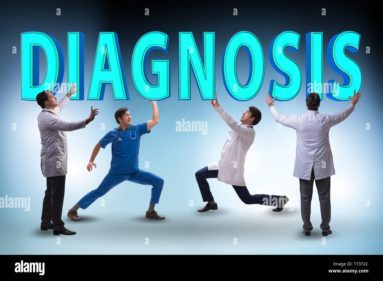 Group of doctors holding diagnosis letters Stock Photo - Alamy