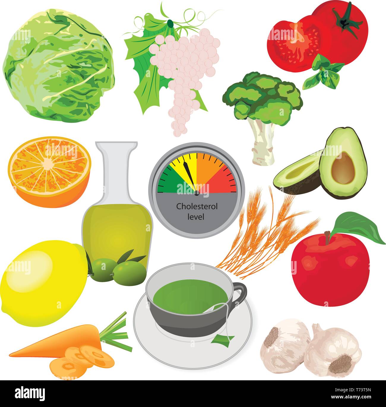 Cholesterol level lower control eating food vector illustration Stock ...