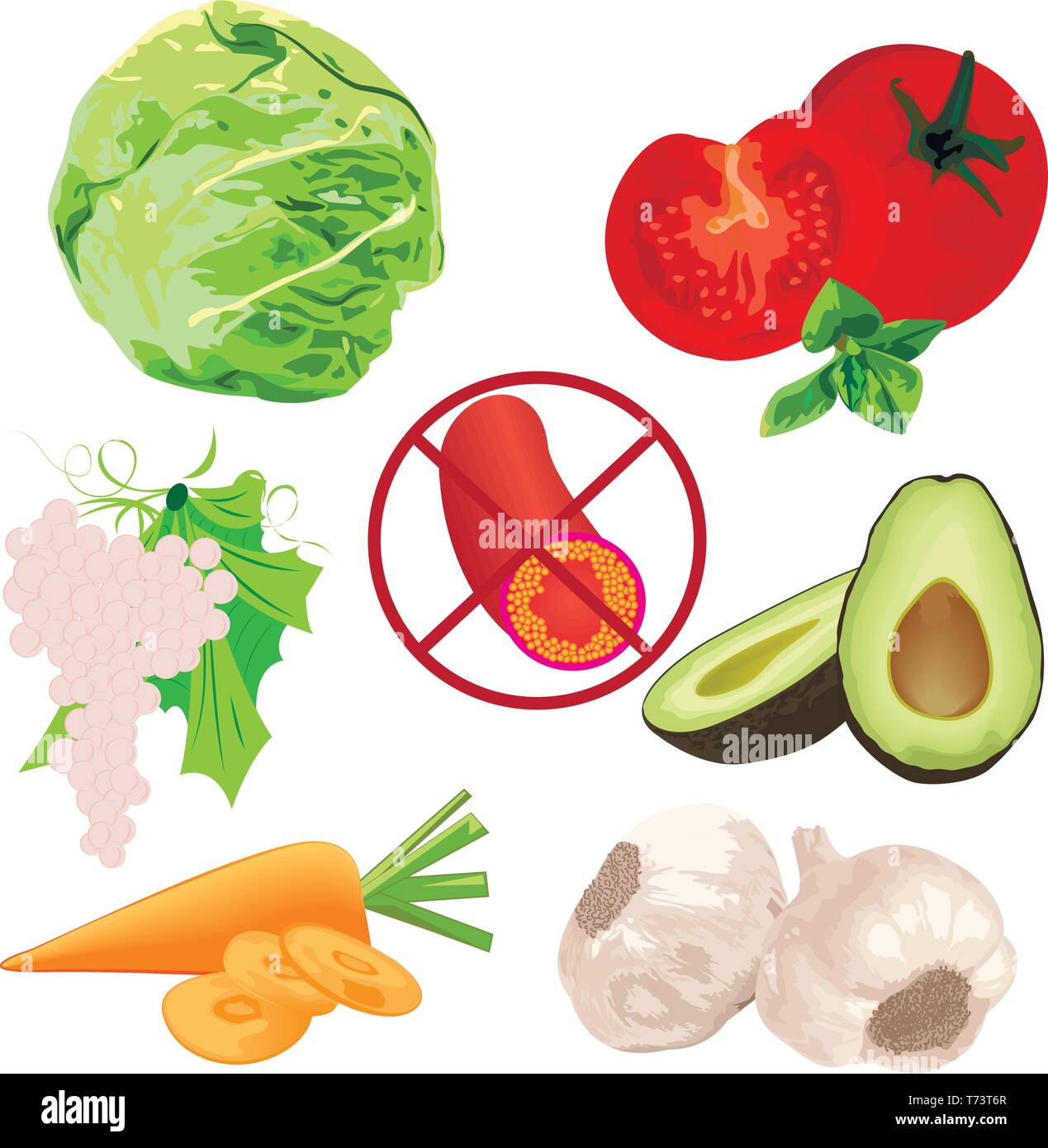 Cholesterol level lower control eating food vector illustration Stock ...