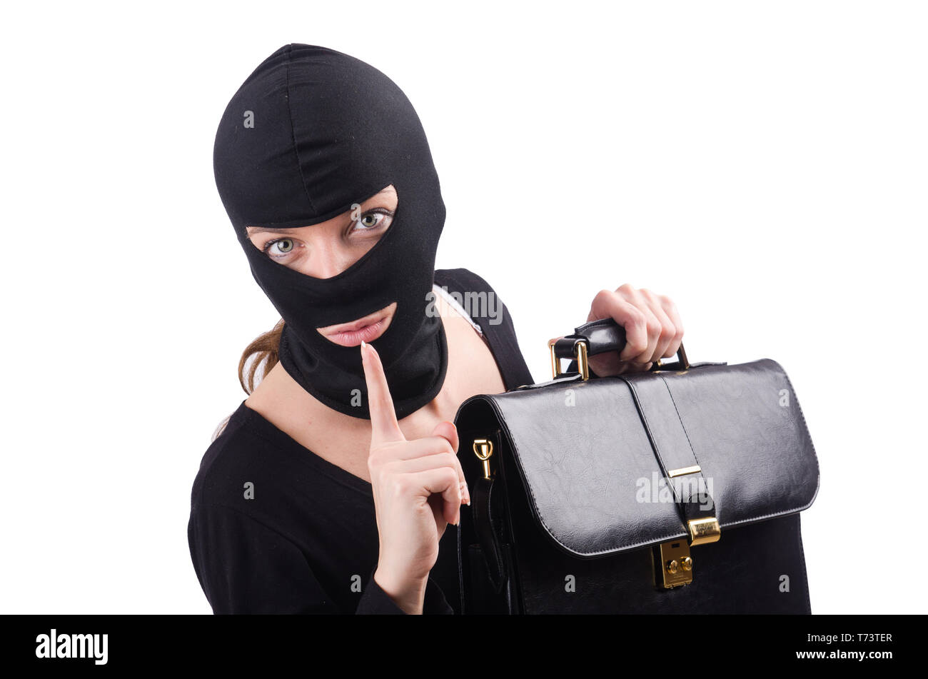 Woman wearing balaclava isolated on white Stock Photo - Alamy