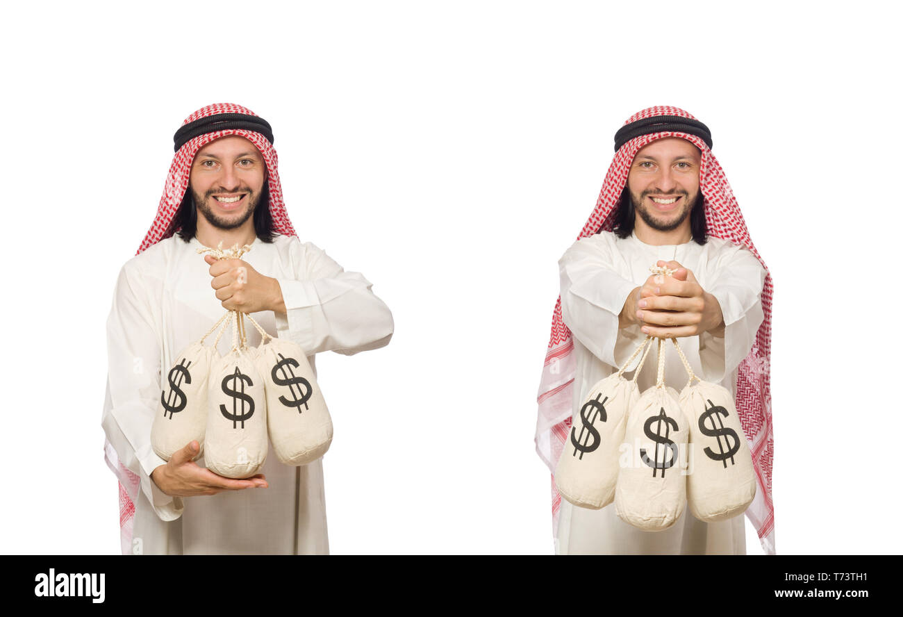 Arab businessman with sacks of money Stock Photo - Alamy