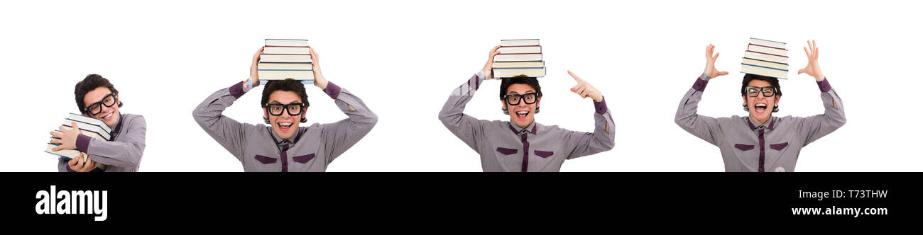 Student with books isolated on white Stock Photo - Alamy