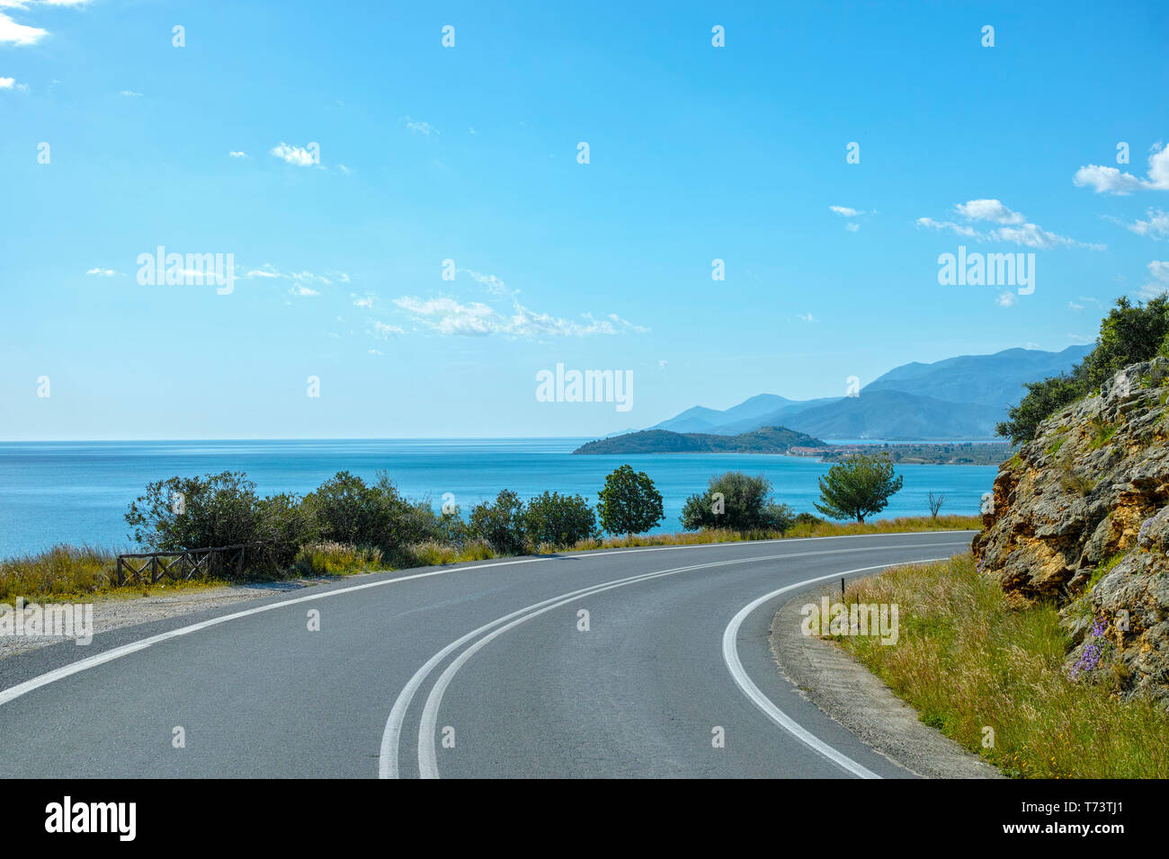 Driving car on roads of Peloponnese, roads network in Greece, vacation ...
