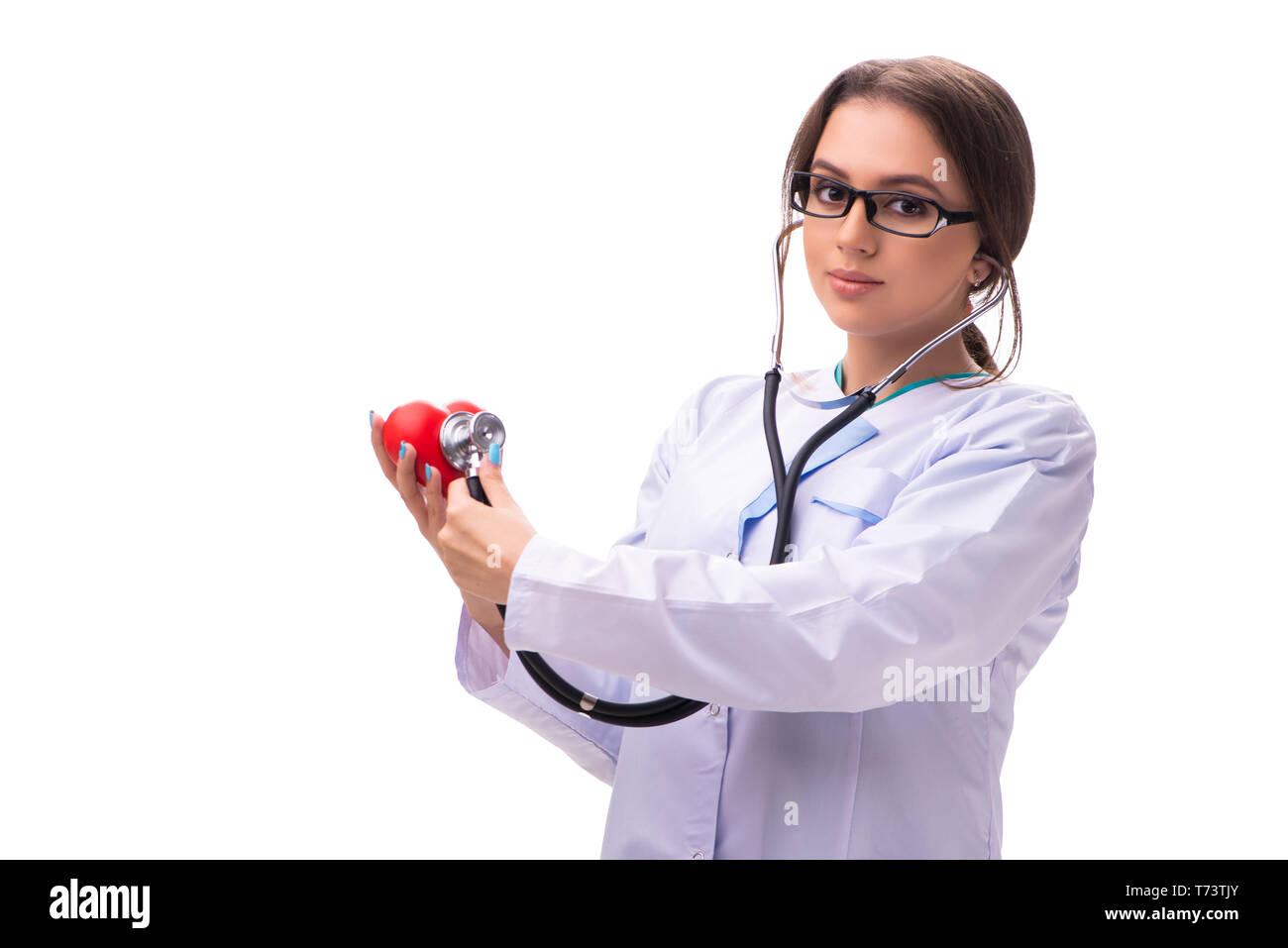 Young female doctor cardiologist isolated on white Stock Photo - Alamy