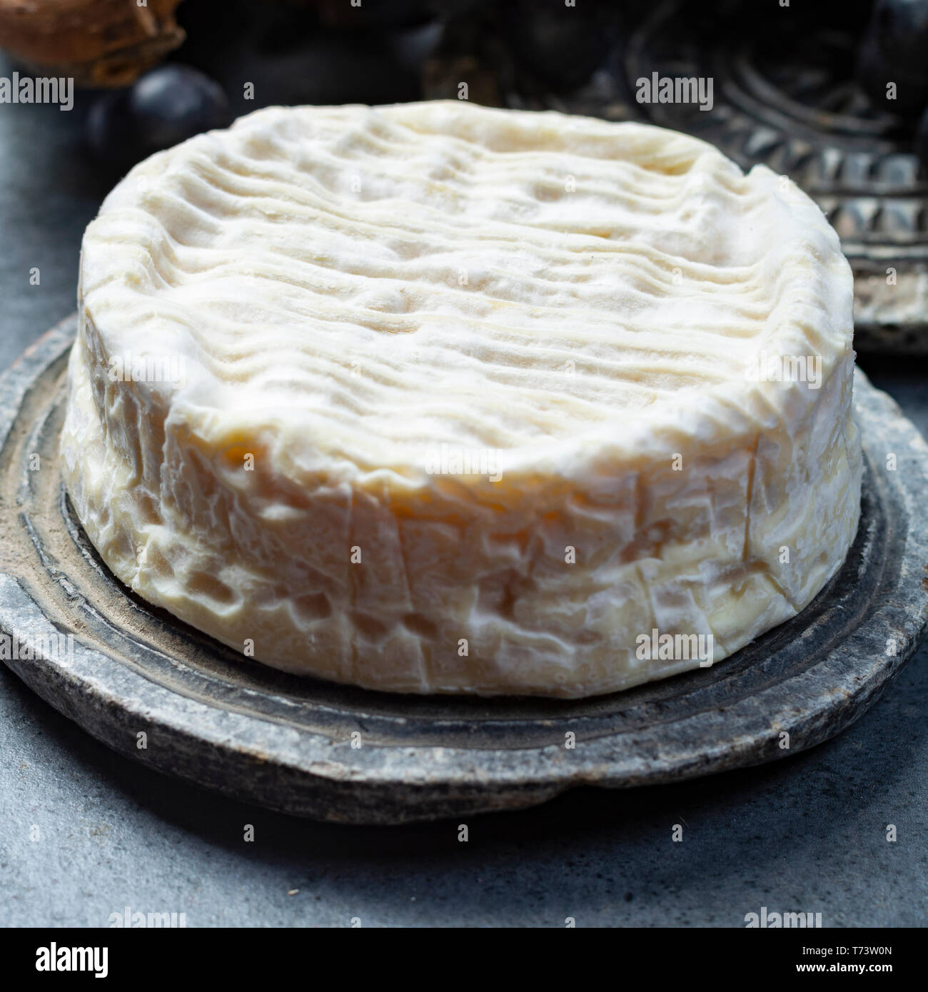 French soft Camembert cheese, original Camembert de Normandie, close up ...