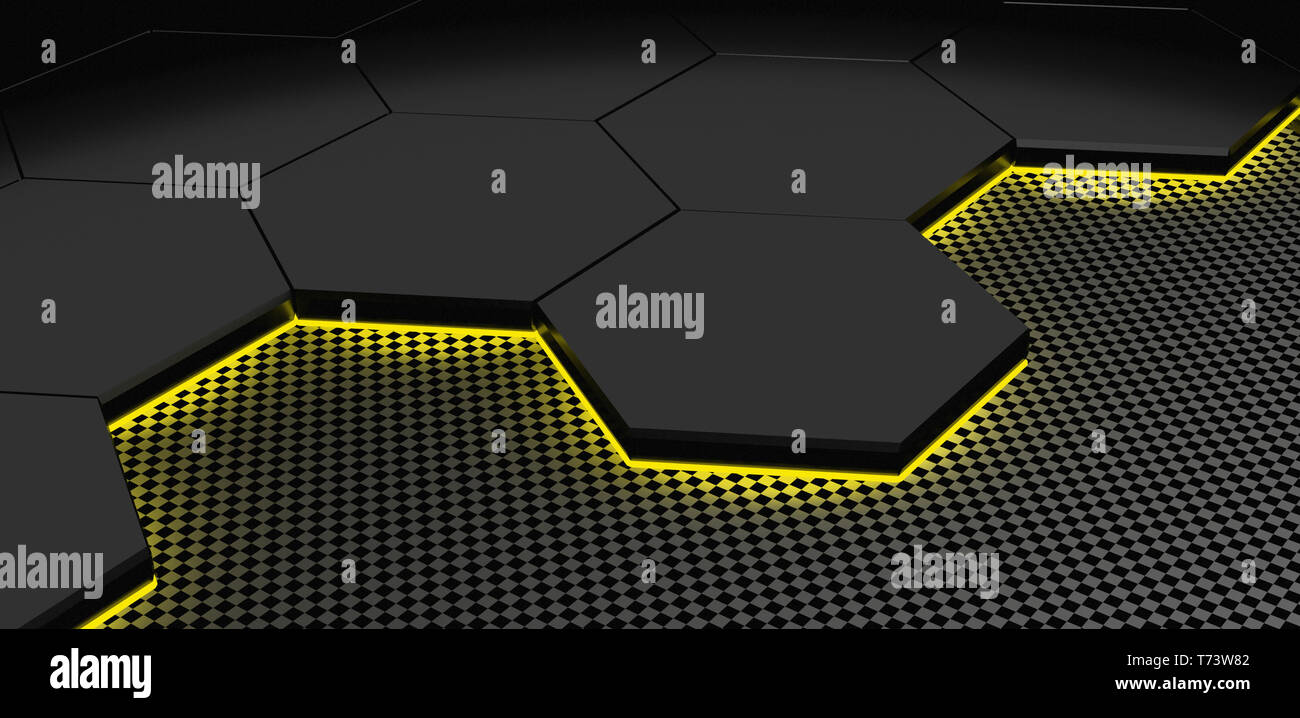 3d illustration of modern honeycomb background aluminium and carbon ...