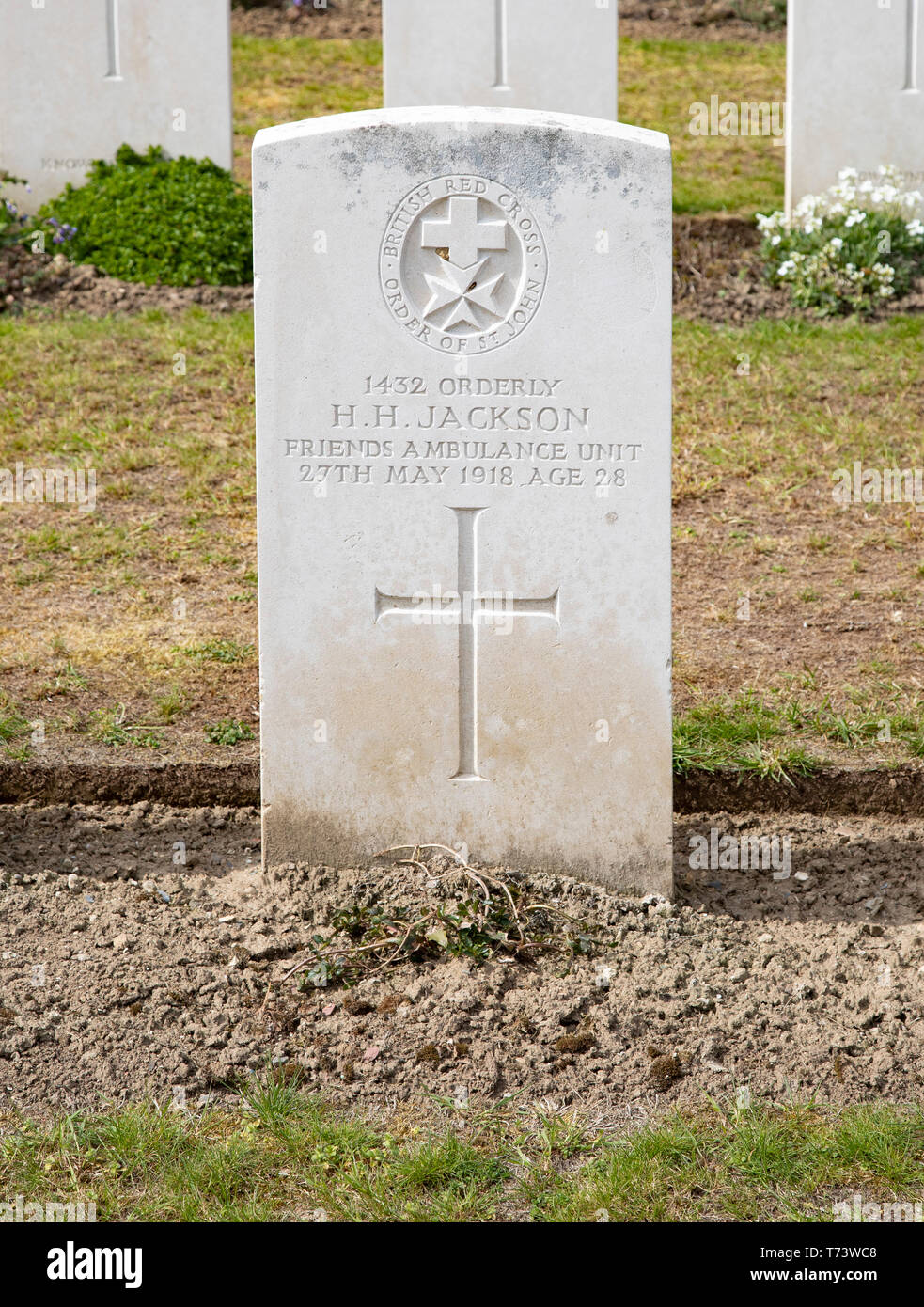Grave of Hugo Jackson in Vailly CWGC Cemetery, Aisne, France Stock ...