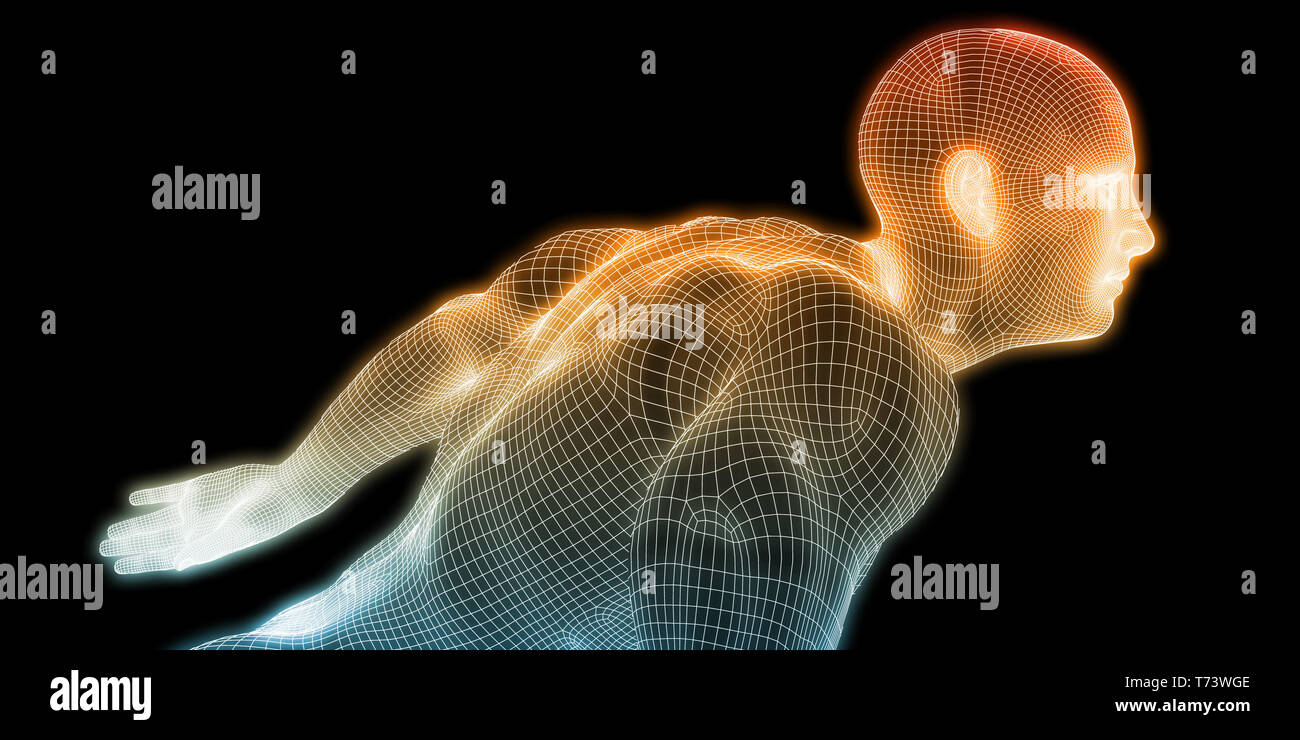 Human Body Digital Visualization Running Forward Art Stock Photo - Alamy