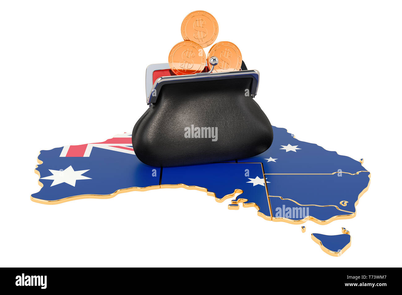 Banking, investment or financial concept in Australia. 3D rendering ...