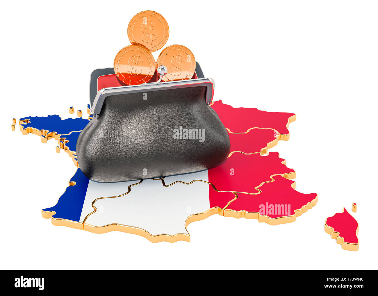 Banking, investment or financial concept in France. 3D rendering ...