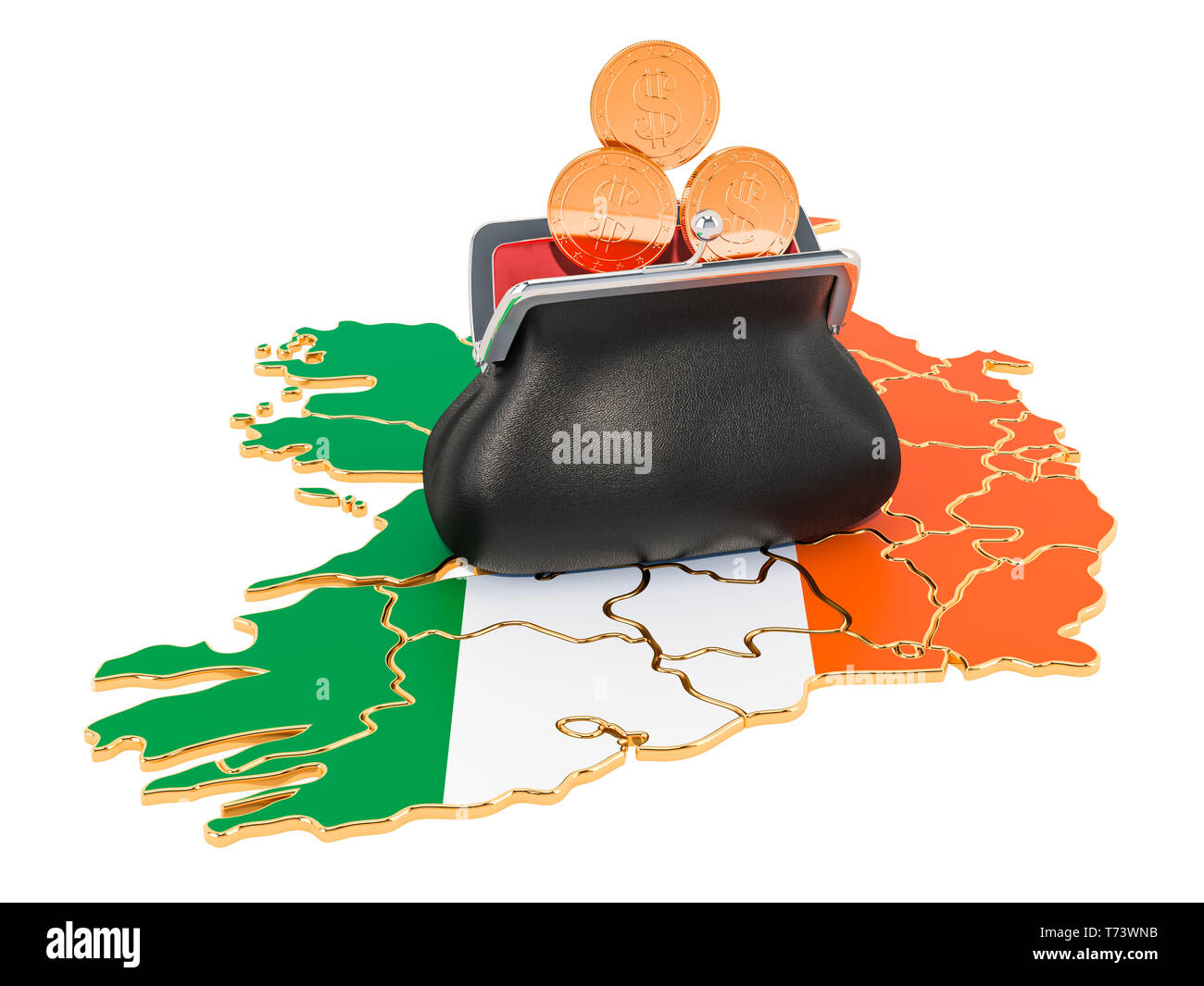 Banking, investment or financial concept in Ireland. 3D rendering ...