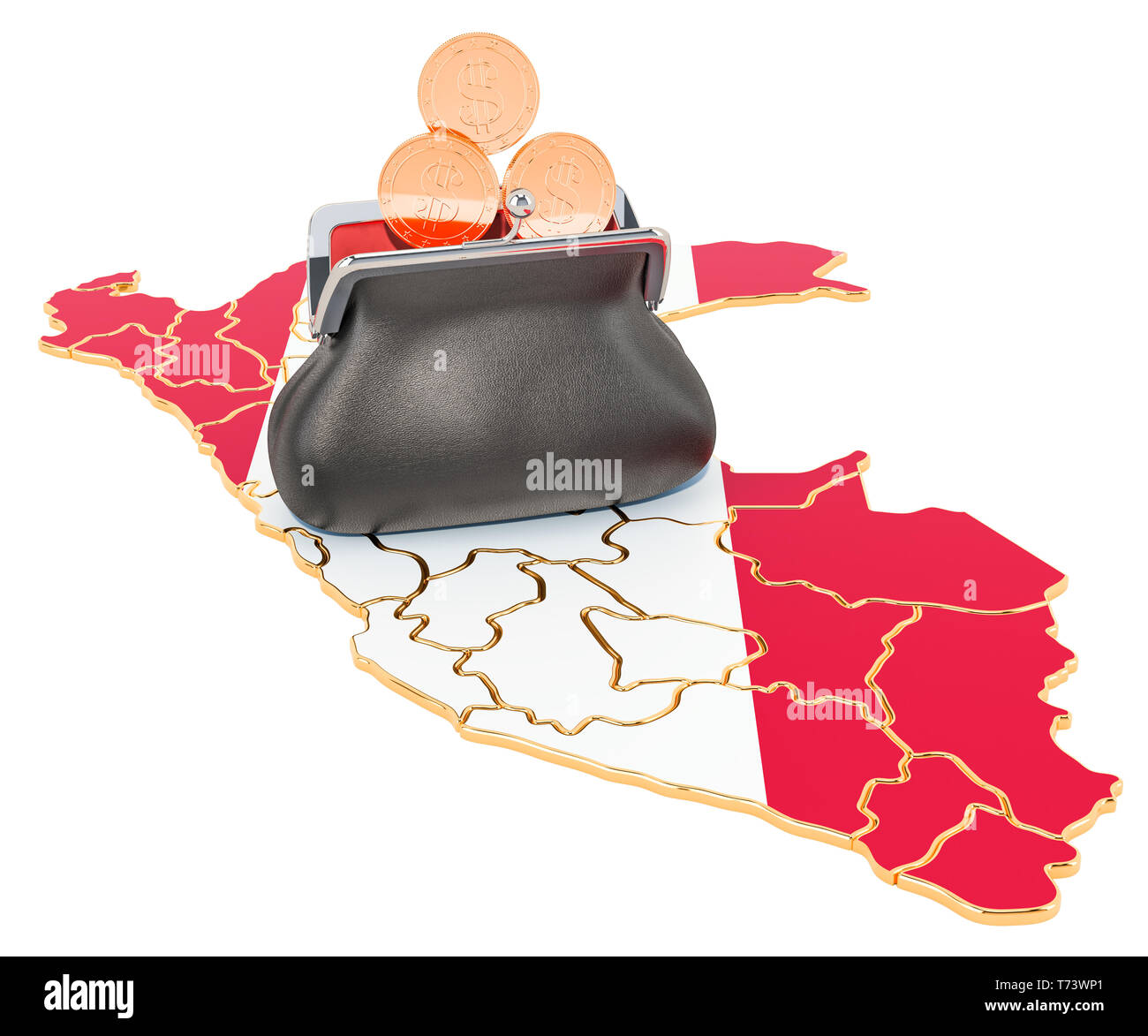 Banking, investment or financial concept in Peru. 3D rendering isolated ...