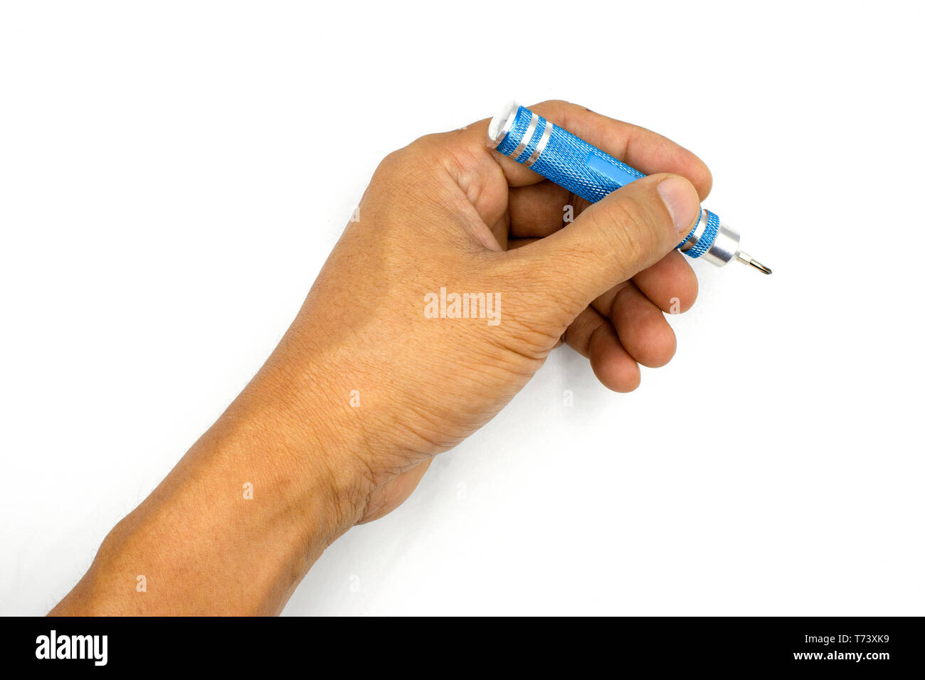 Male hand holding small screwdriver, Precision screwdriver, man hand ...