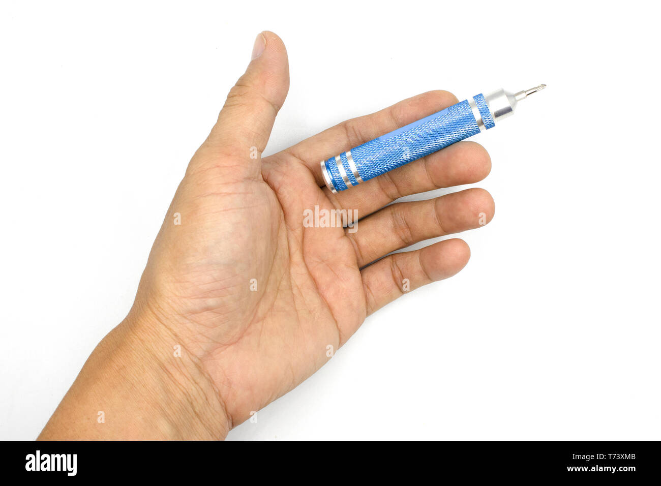 Male hand holding small screwdriver, Precision screwdriver, man hand ...