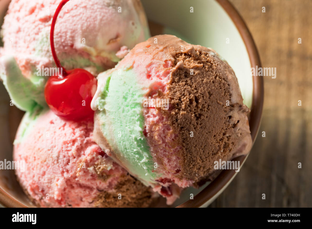 Sweet Spumoni Ice Cream with Cherry Pistachio and Chocolate Stock Photo ...
