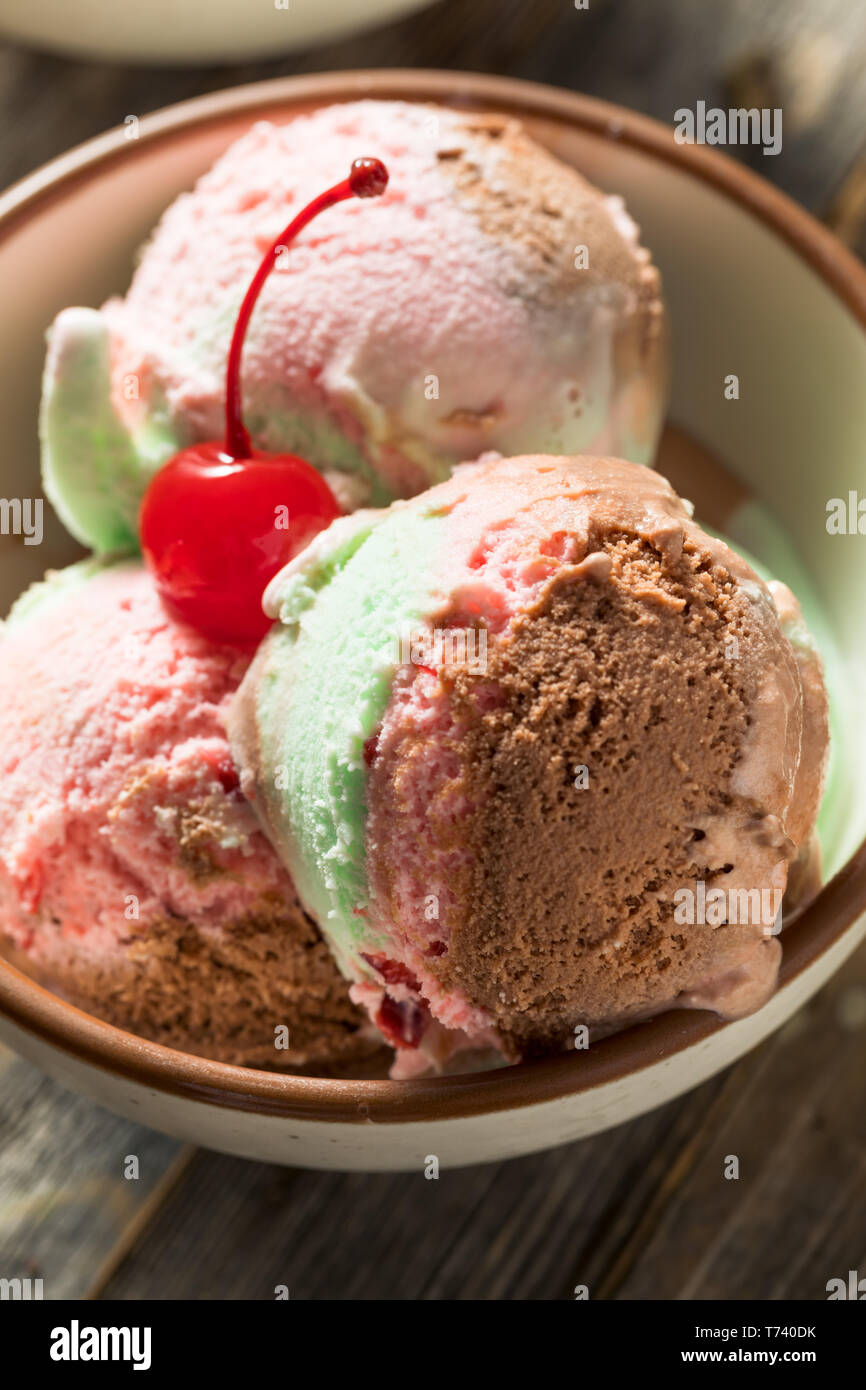 Sweet Spumoni Ice Cream with Cherry Pistachio and Chocolate Stock Photo ...