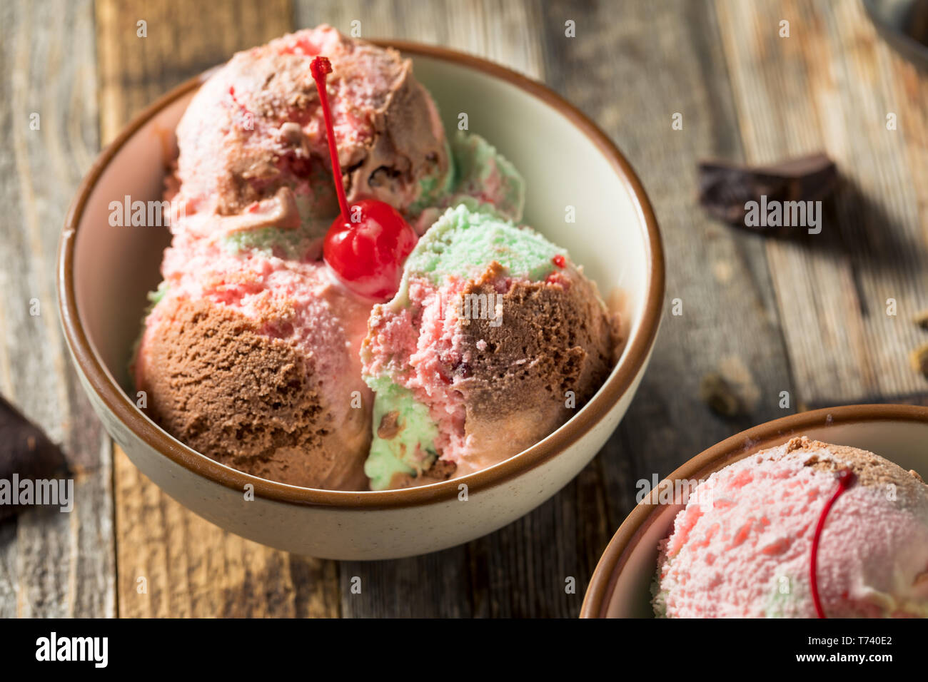 Sweet Spumoni Ice Cream with Cherry Pistachio and Chocolate Stock Photo ...