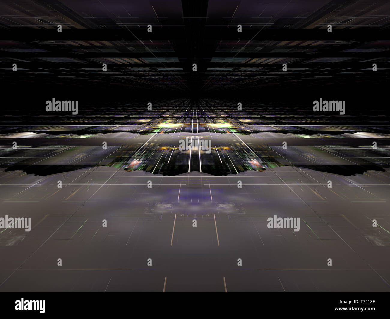 Dark technology background with perspective effect - abstract digitally ...