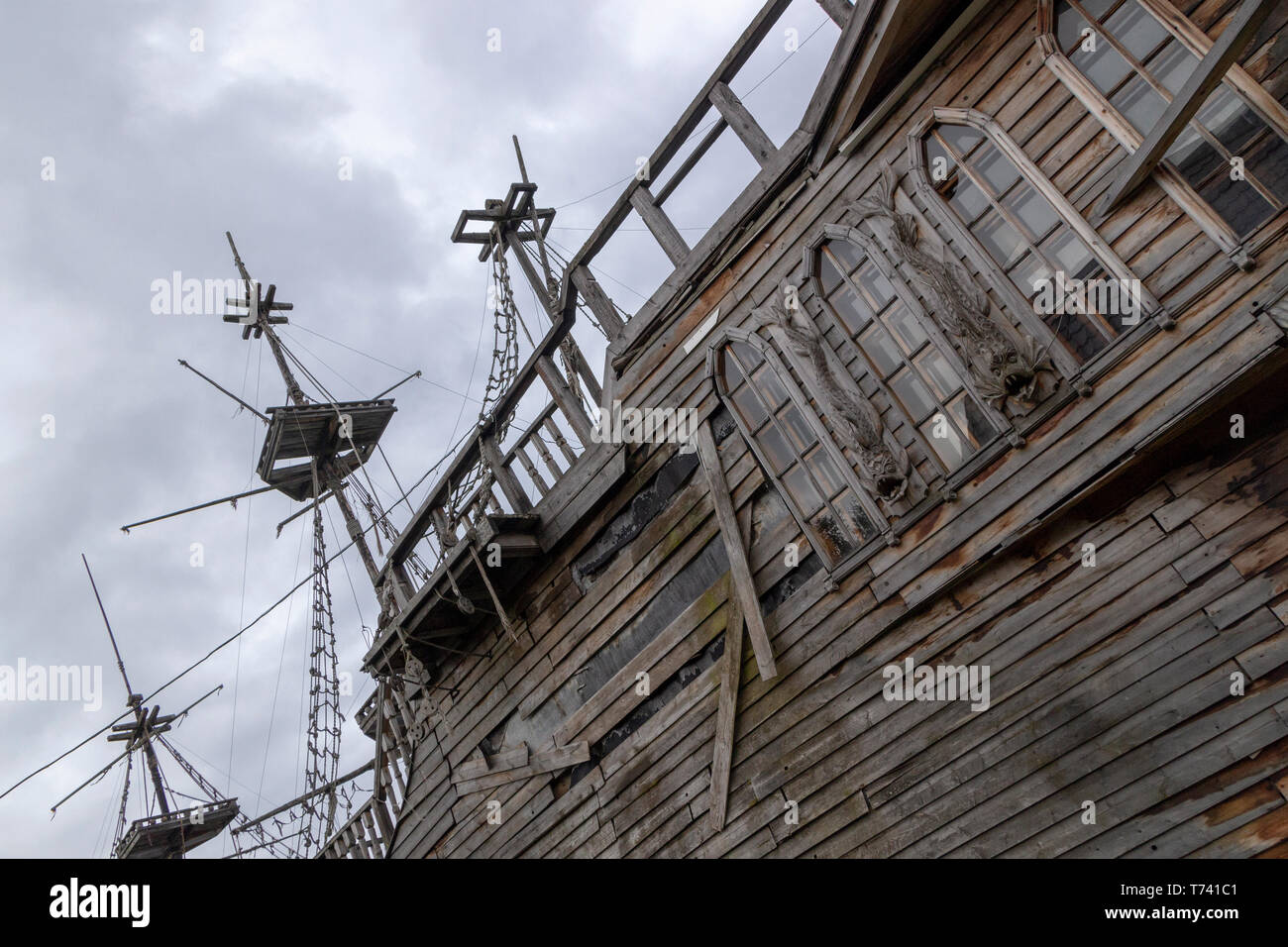 Wooden boat under repair Stock Photo - Alamy