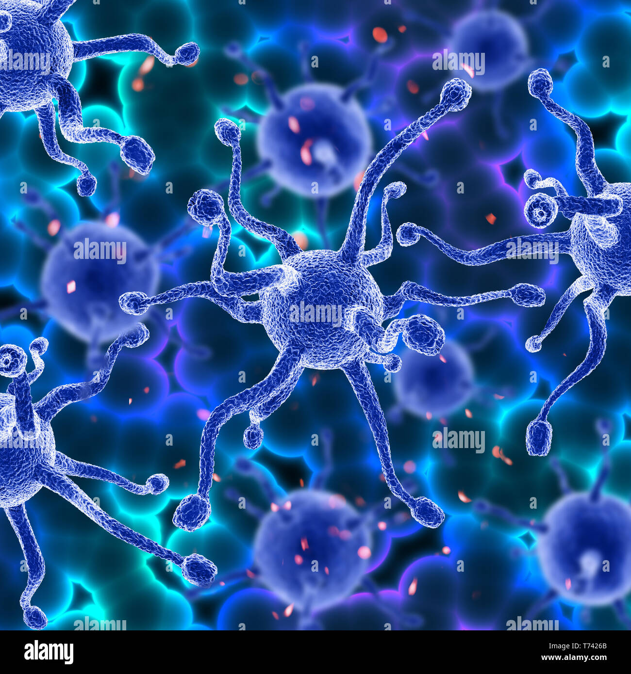 3D render of a medical background with abstract virus cells Stock Photo ...