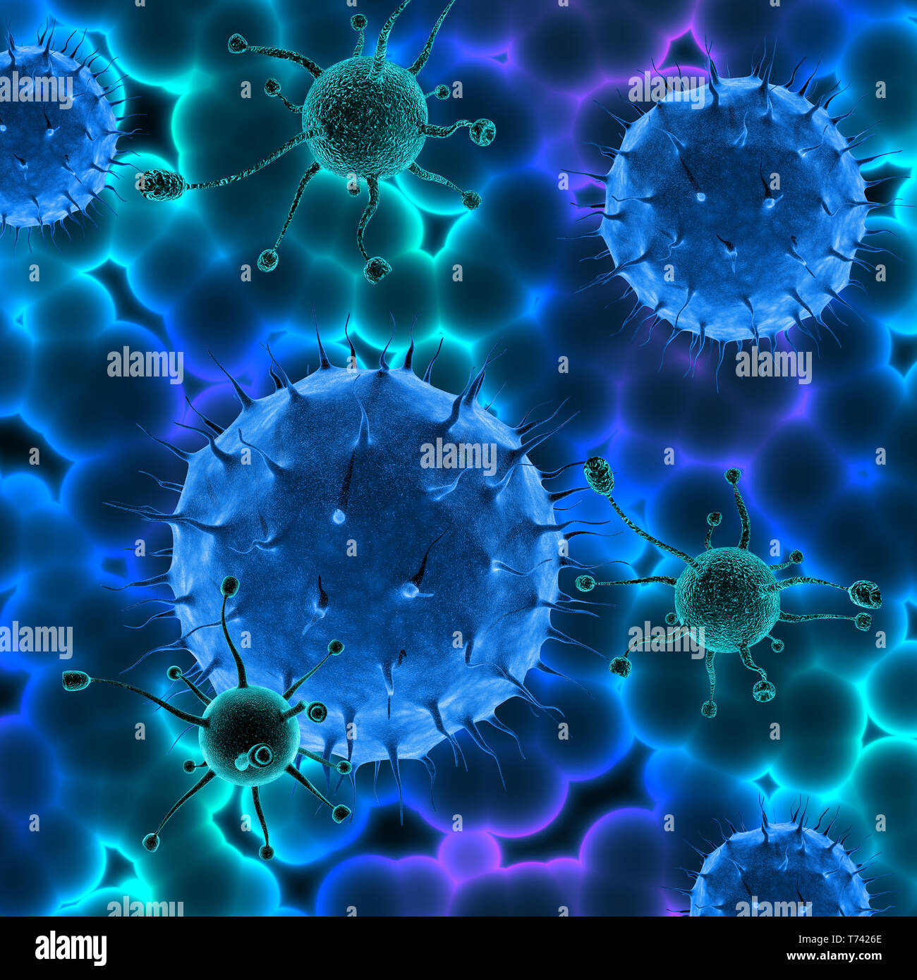 3D render of a medical background with abstract virus cells Stock Photo ...
