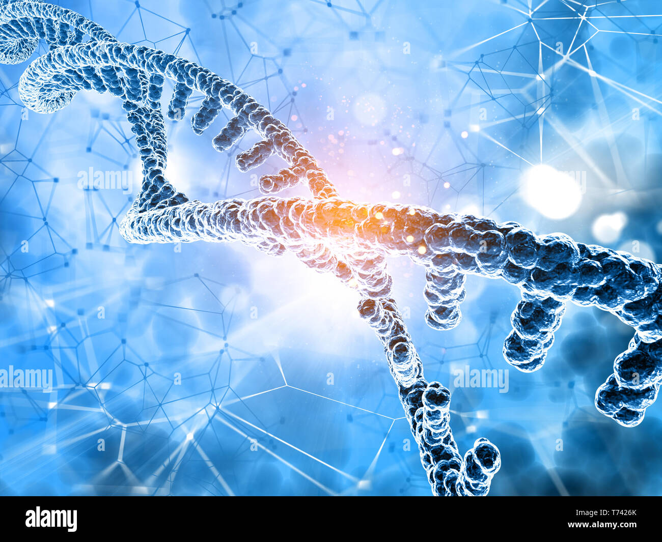 3D render of a medical background with detailed DNA strand Stock Photo ...