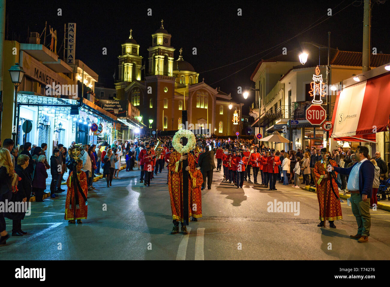 Crowd attend the Christian Orthodox Good Friday Epitaph procession ...