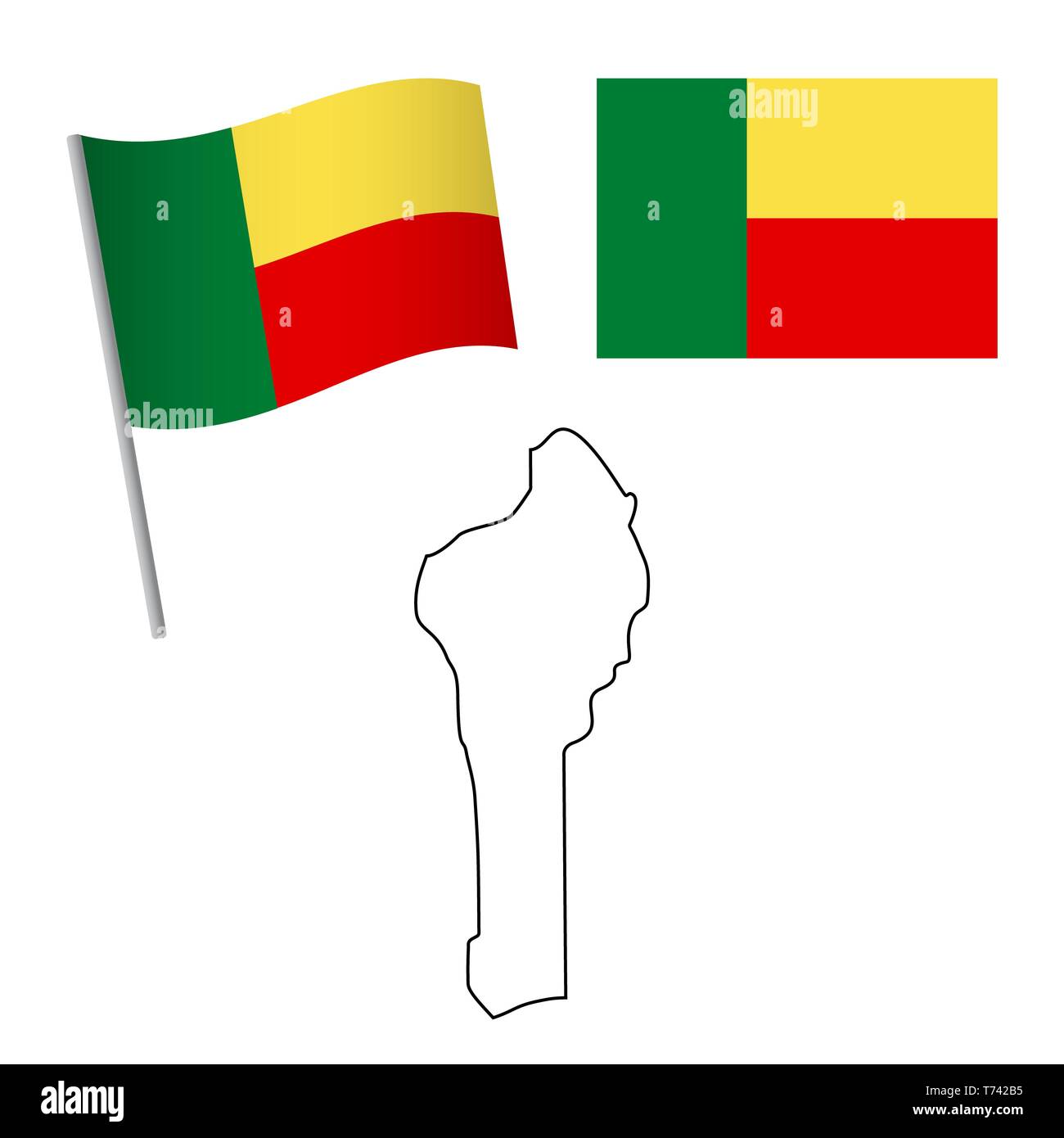 Benin flag and map. Patriotic background. National flag of Benin ...