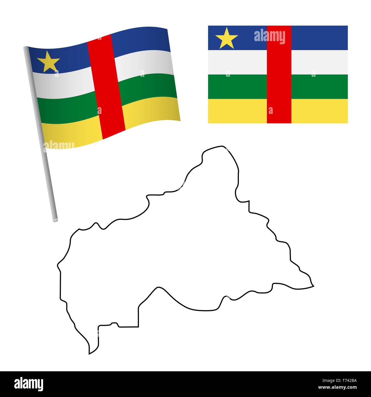 Central African Republic flag and map. Patriotic background. National ...