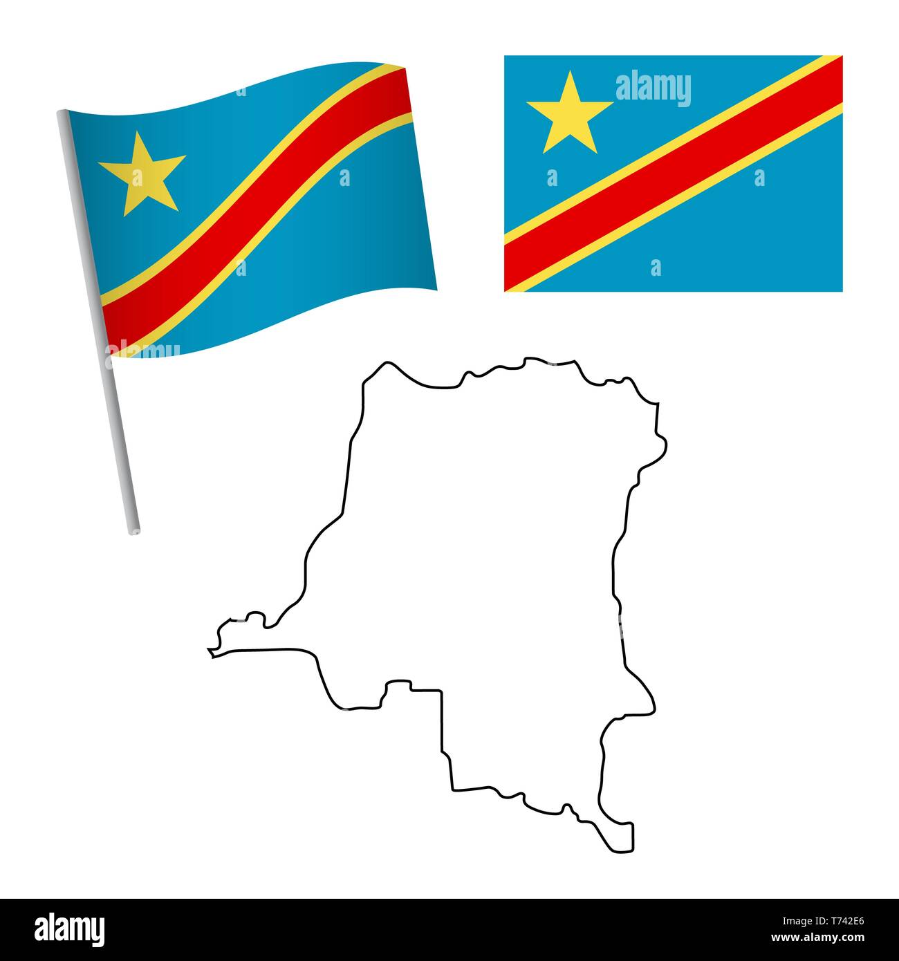 Democratic Republic of the Congo flag and map. Patriotic background ...