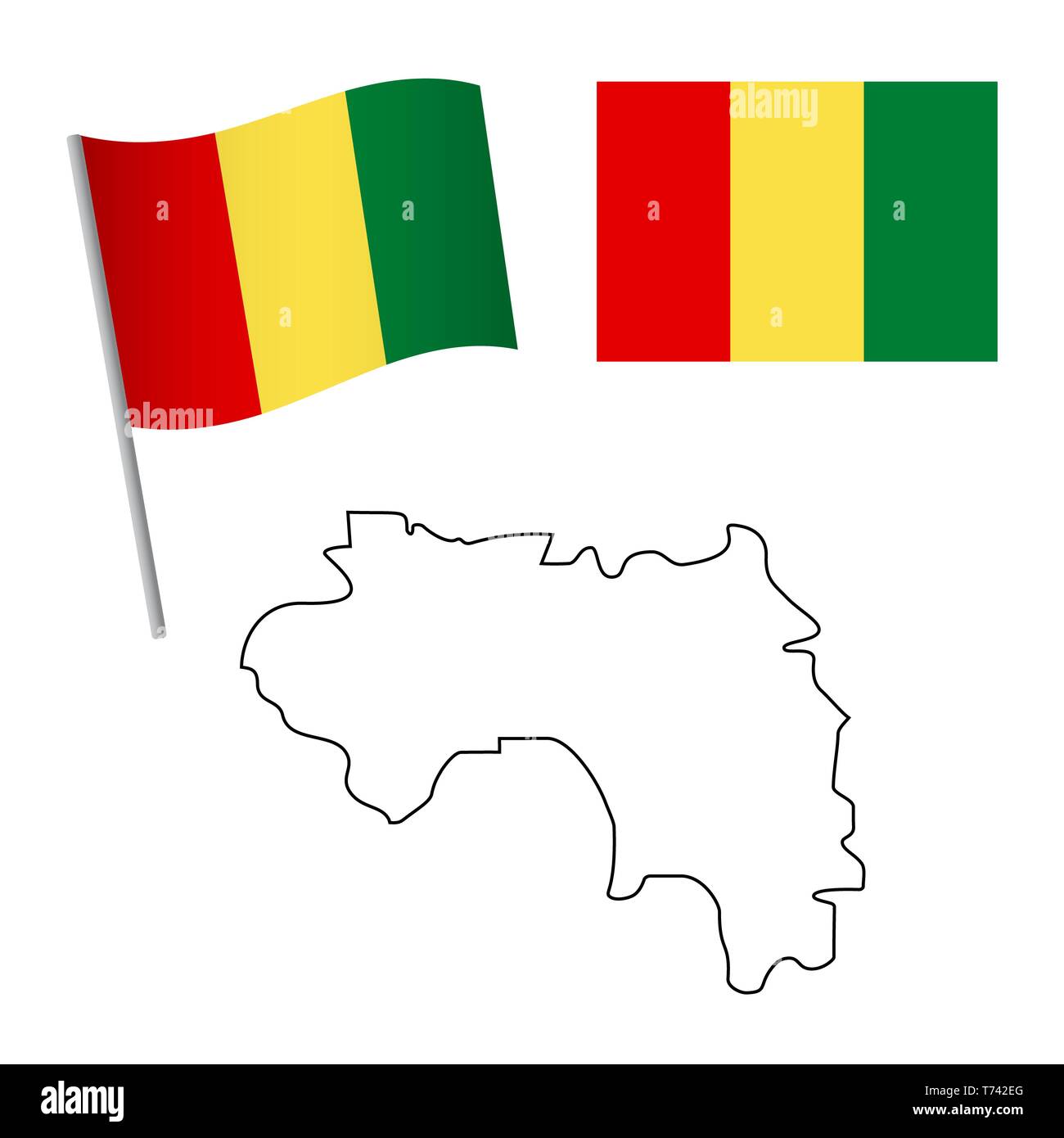 Guinea flag and map. Patriotic background. National flag of Guinea ...