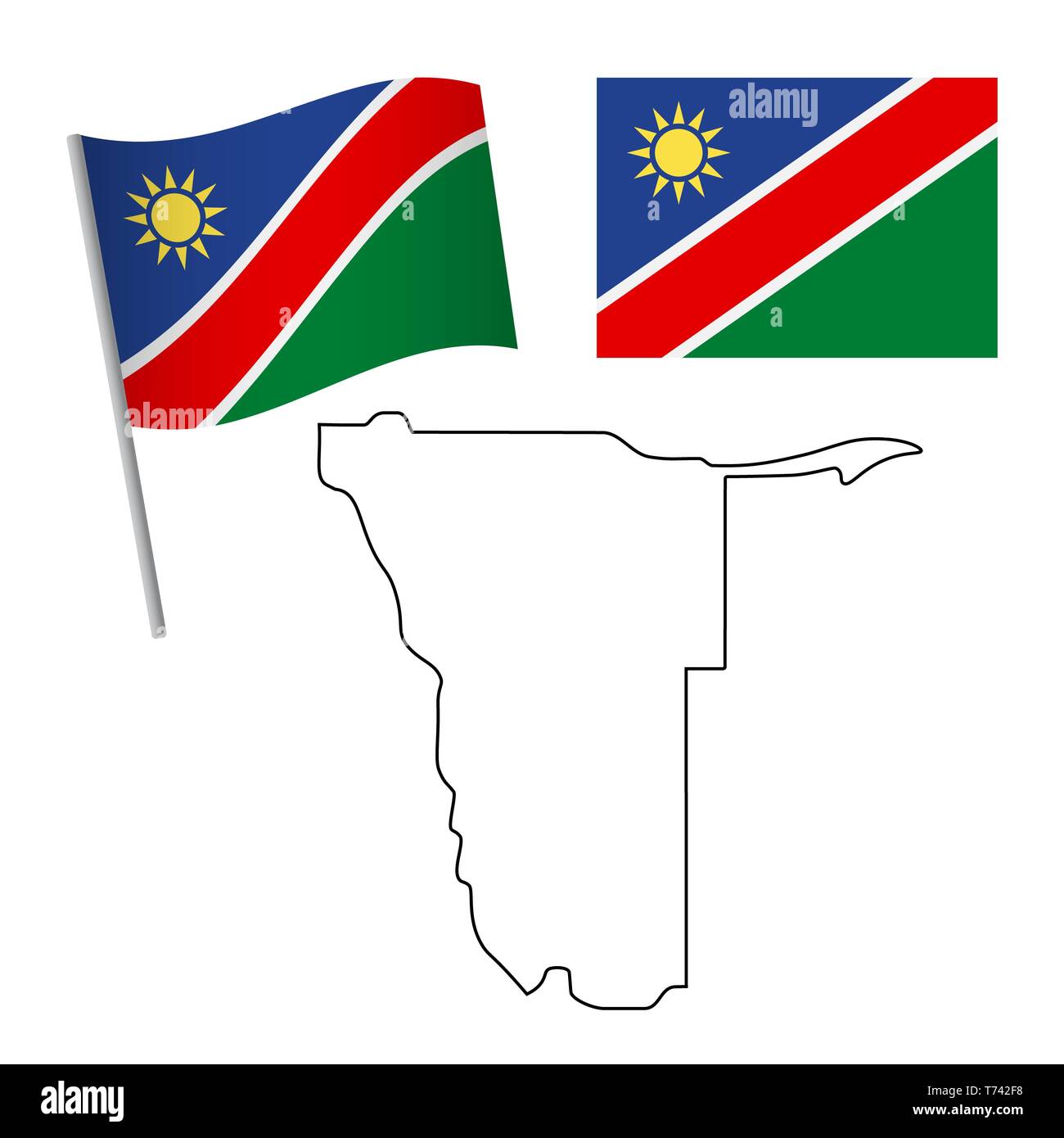 Namibia flag and map. Patriotic background. National flag of Namibia ...