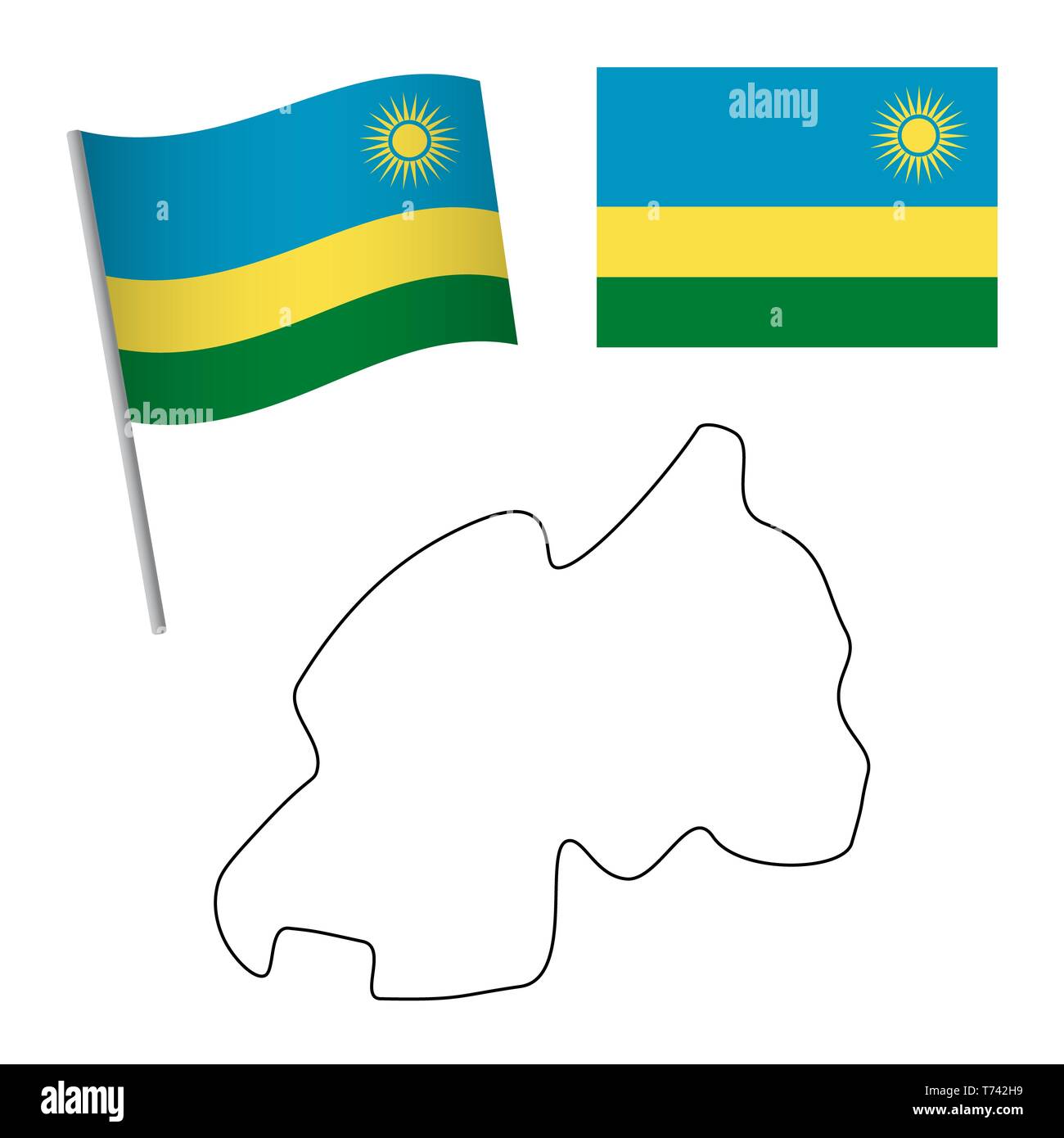 Rwanda flag and map. Patriotic background. National flag of Rwanda ...