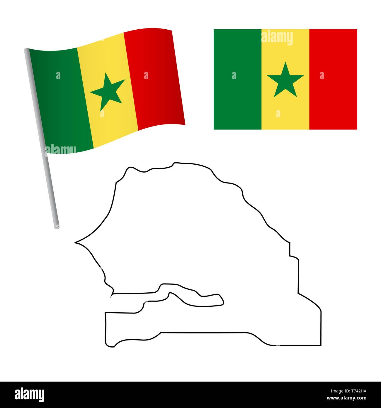 Senegal flag and map. Patriotic background. National flag of Senegal ...