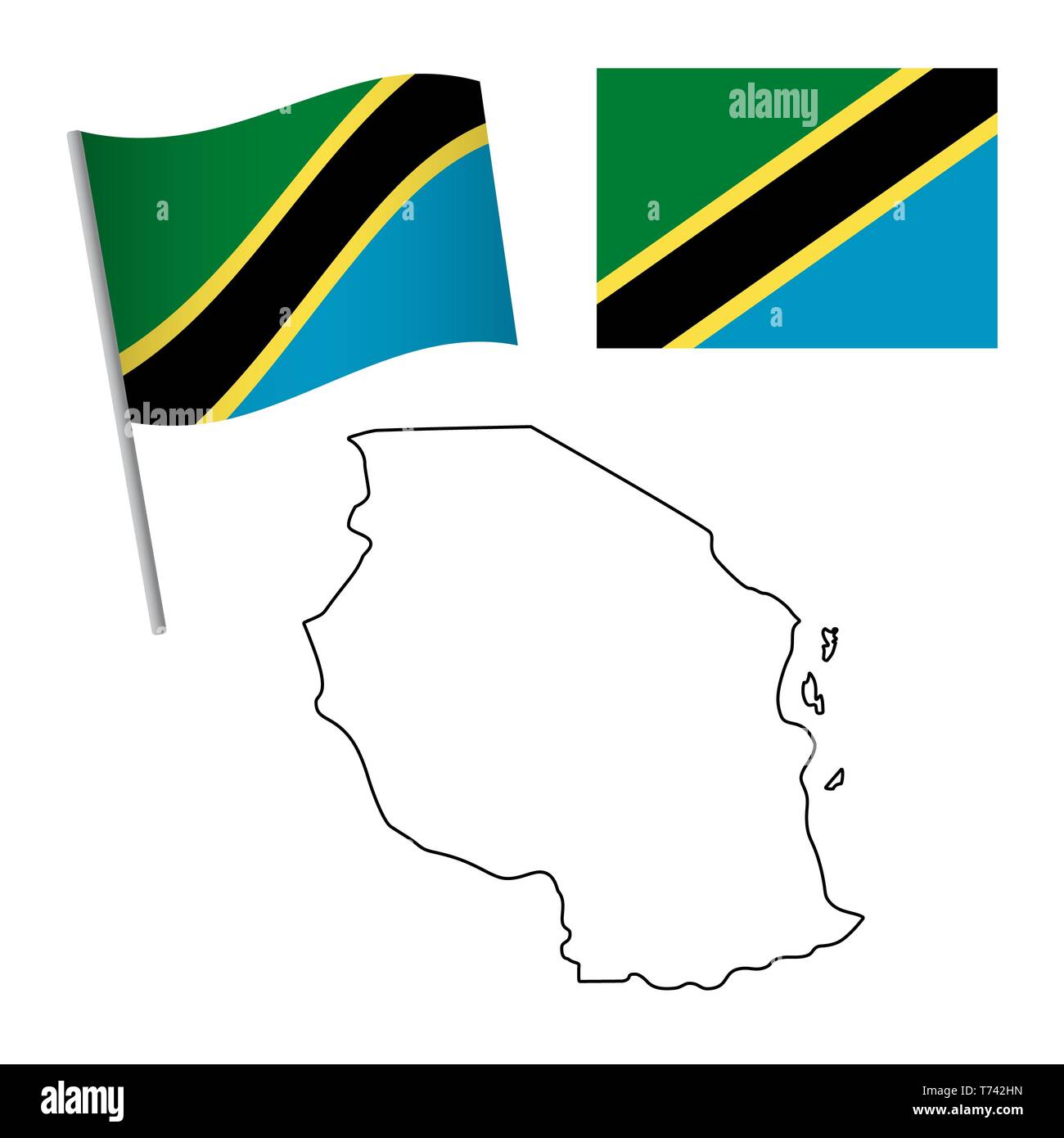 Tanzania flag and map. Patriotic background. National flag of Tanzania ...