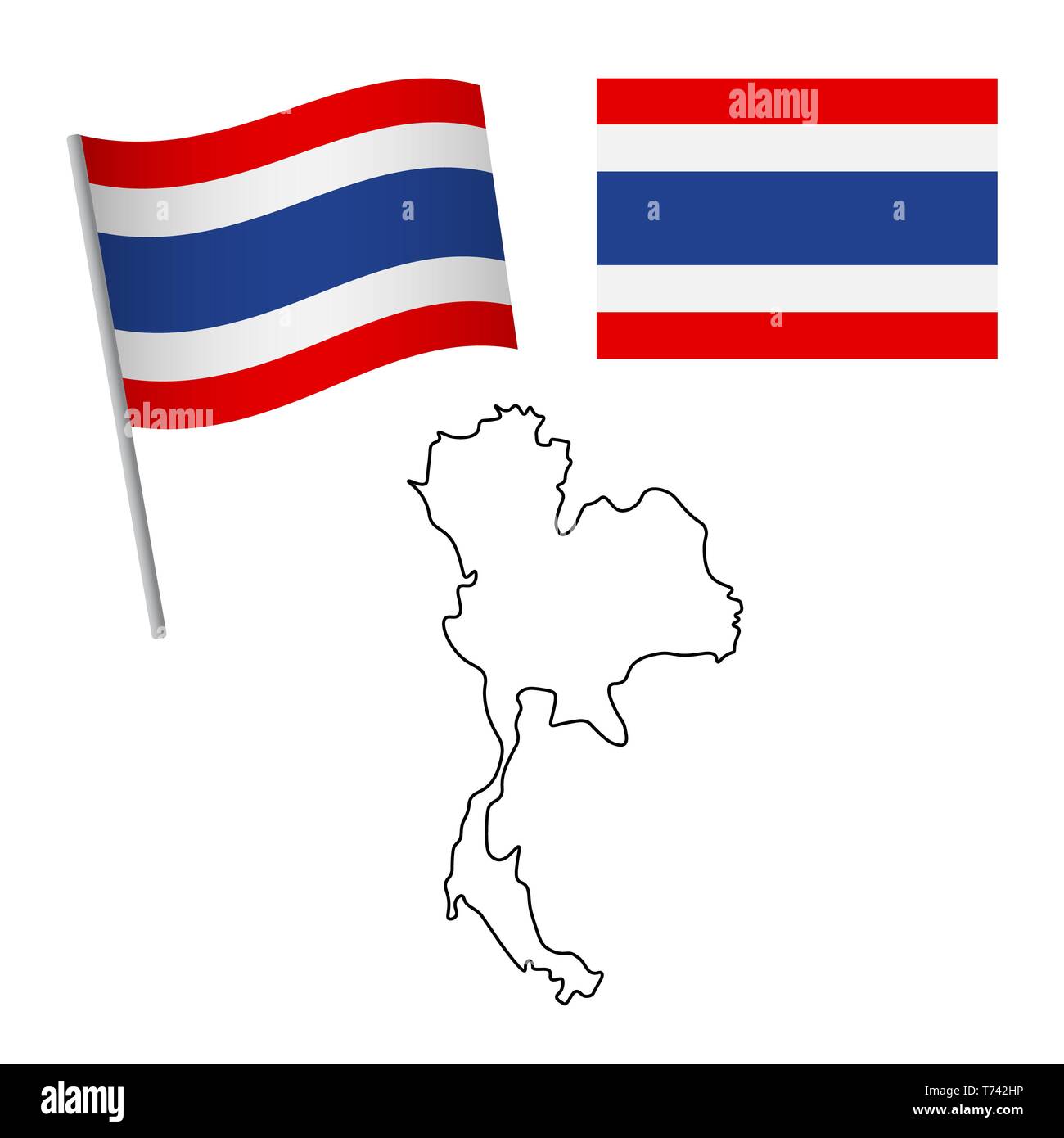 Thailand flag and map. Patriotic background. National flag of Thailand ...