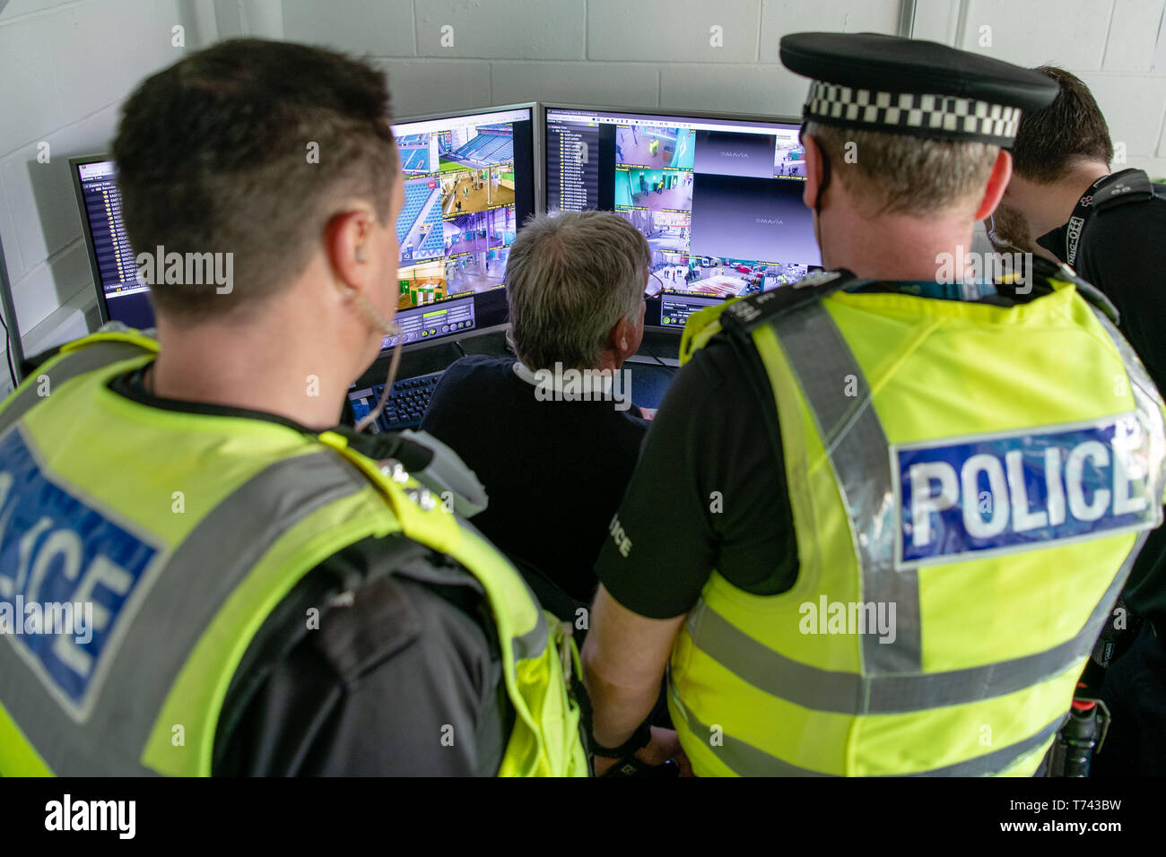 Hibs vs Hearts, Easter Road Stadium, Police, G4S security control room ...