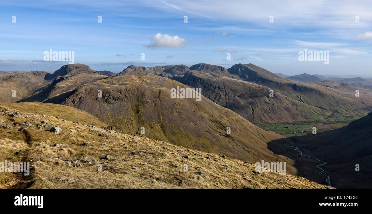 The Scafell range and Great Gable viewed from Scoat Fell Stock Photo ...