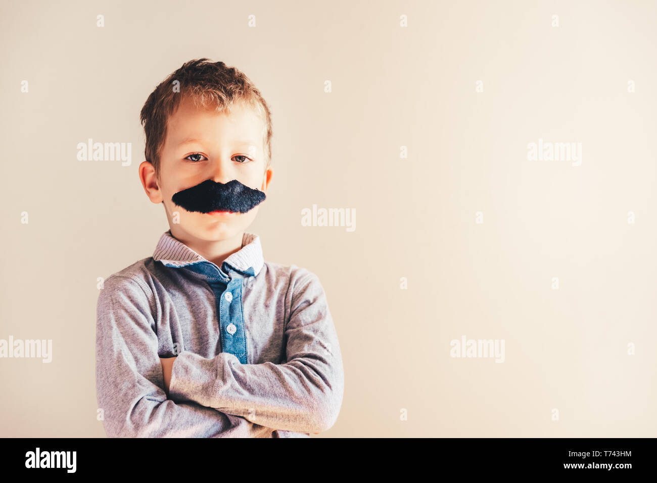 Child with mustache isolated on white Stock Photo - Alamy