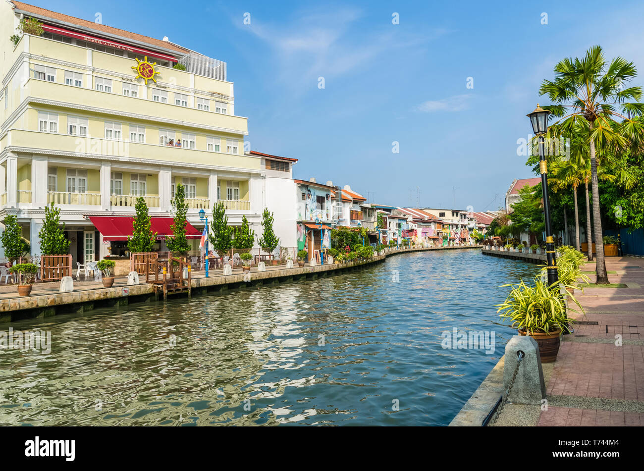 Malacca, Malaysia - April 21, 2019: Riverside scenery along the ...