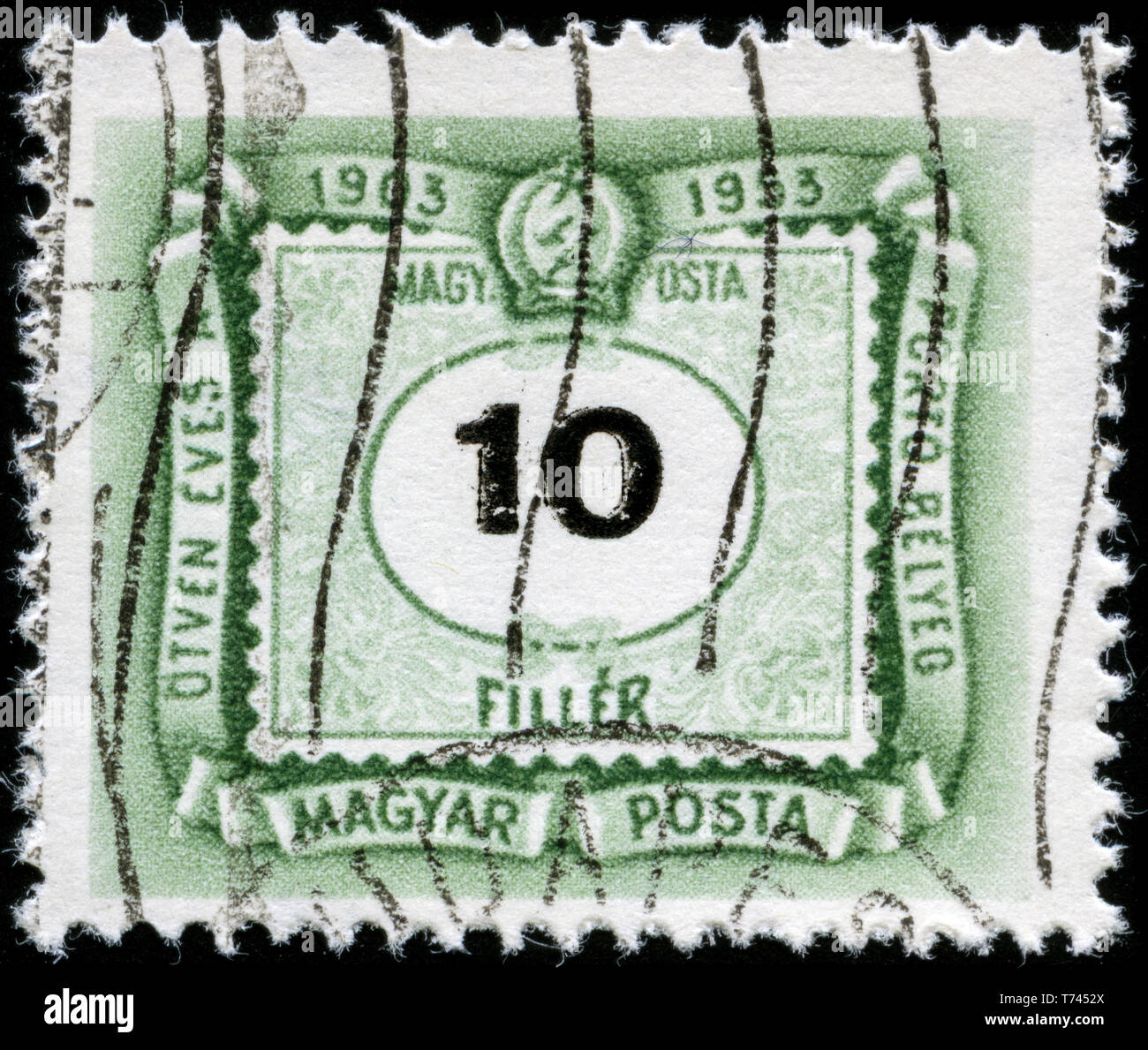 Postage stamp from Hungary in the Postage Due series issued in 1953 ...