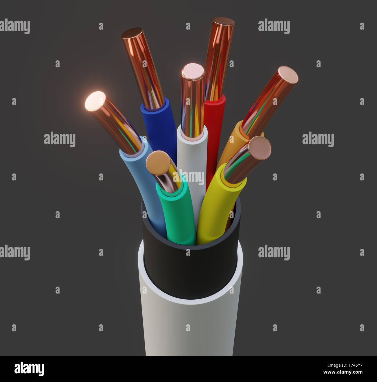 Seven-wire cable, different colors. 3D illustration Stock Photo - Alamy