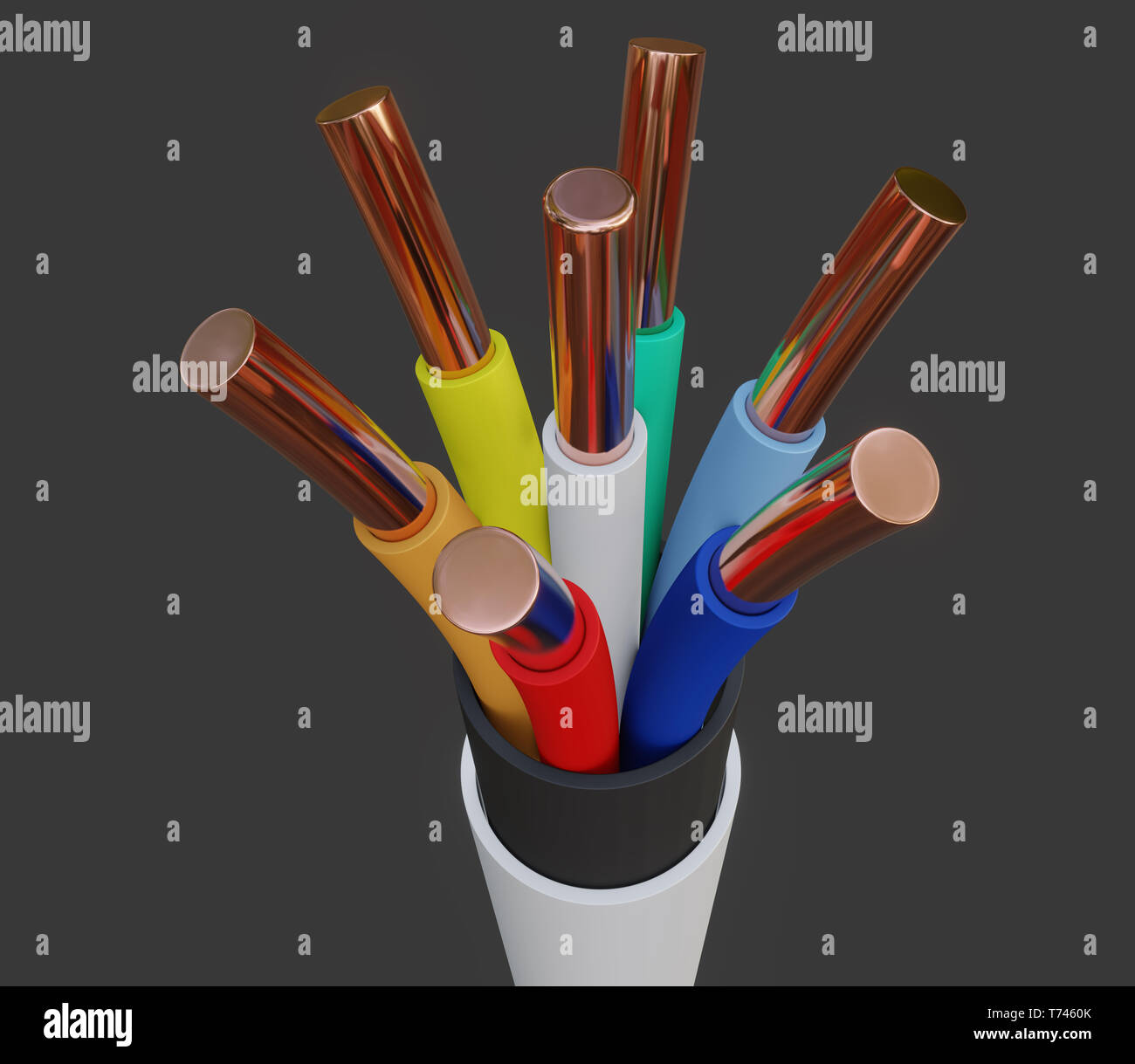 Seven-wire cable, different colors. 3D illustration Stock Photo - Alamy